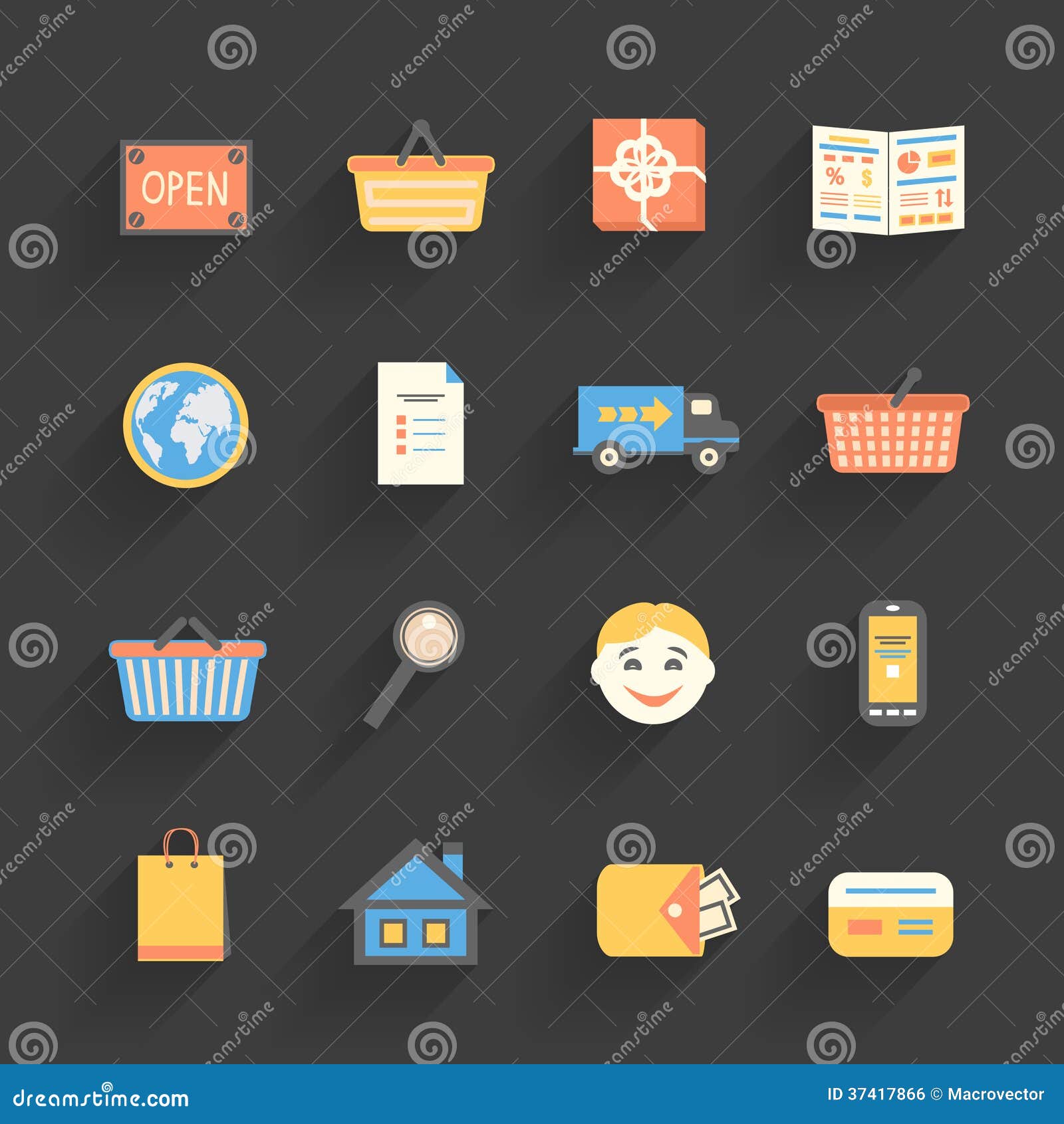 Cartoon Icons Set for Online Store Stock Vector - Illustration of ...