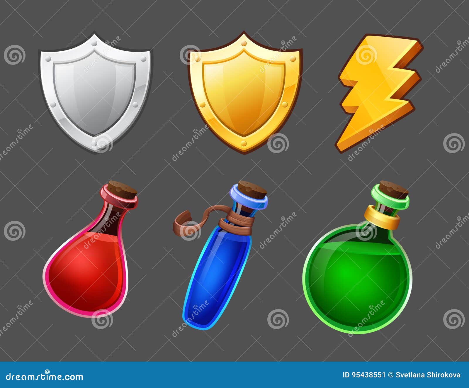 Cartoon icons set stock vector. Illustration of button - 95438551