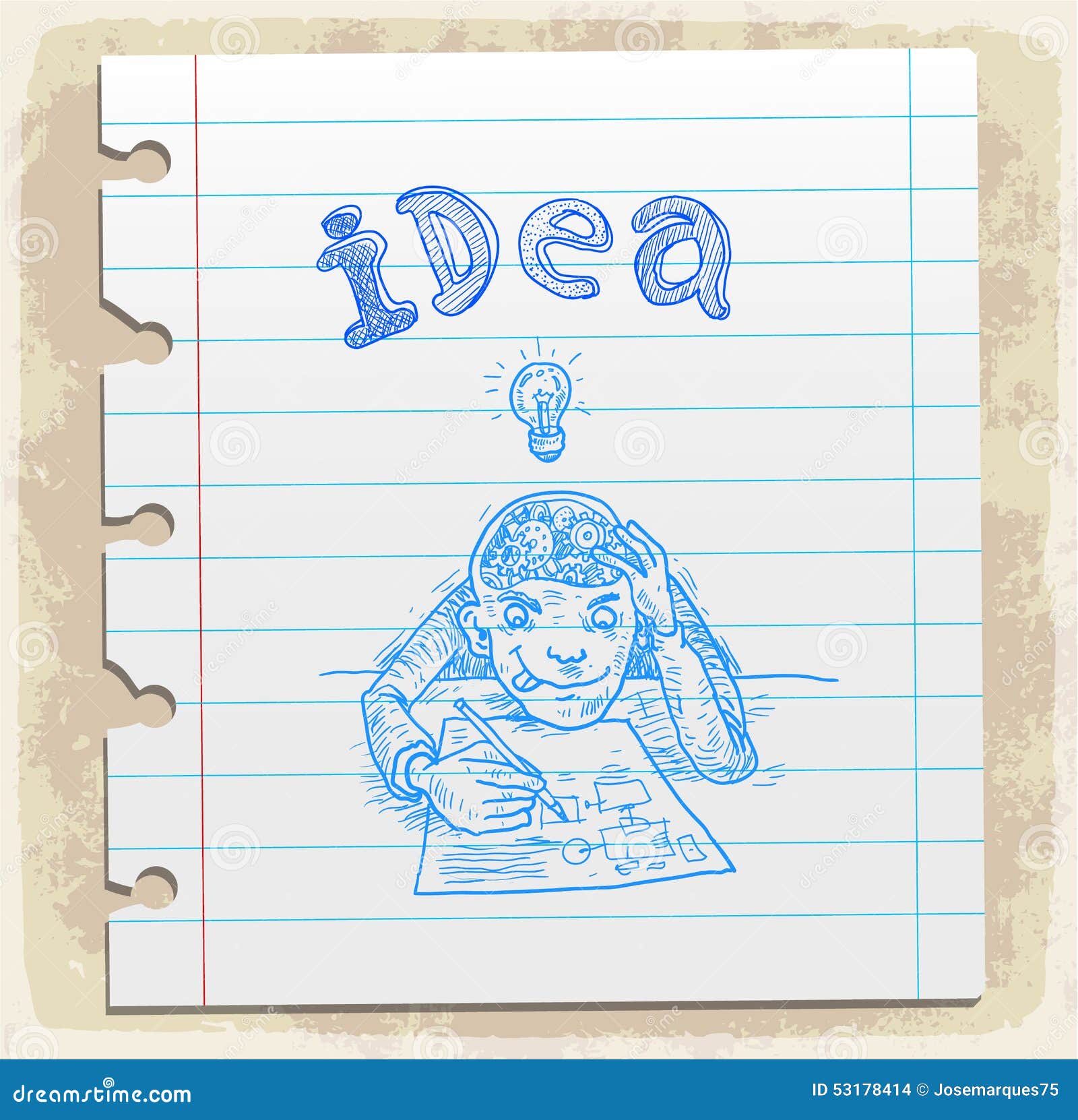 Cartoon Idea on Paper Note, Vector Illustration Stock Vector ...