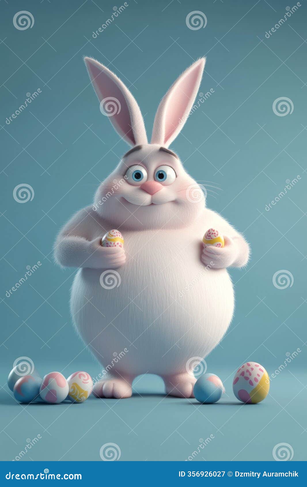 A Cartoon Illustrating a Bloated, Tired Rabbit Gorging on Easter Eggs ...
