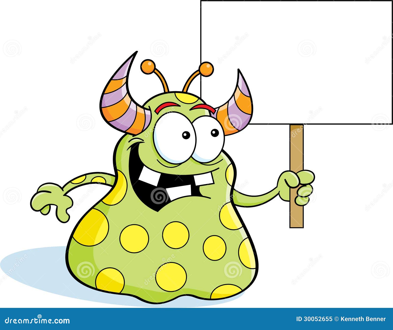 Cartoon Alien Holding a Sign Stock Vector - Illustration of humorous ...