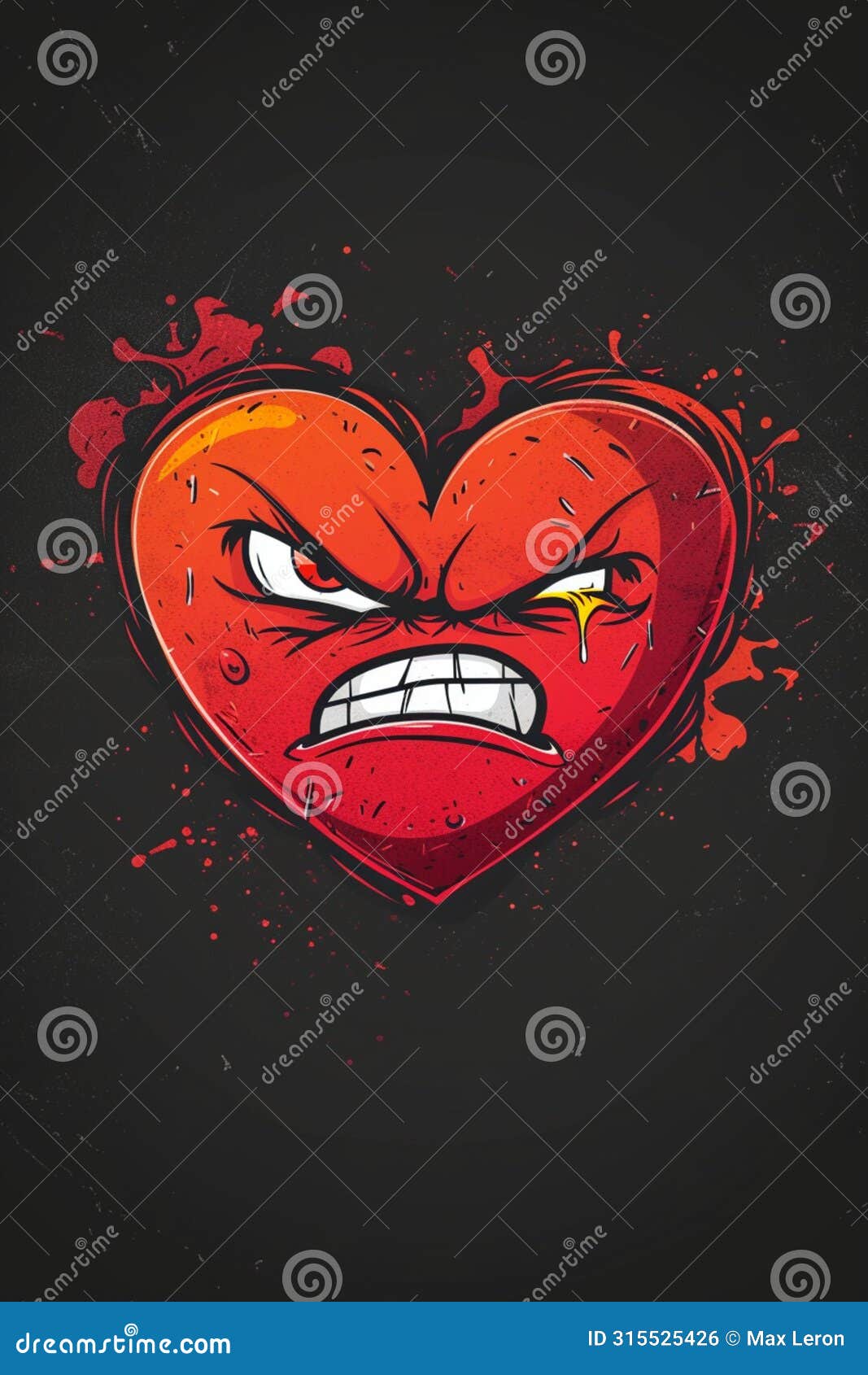 Angry Heart With Cardiogramm Cartoon Vector | CartoonDealer.com #4068861