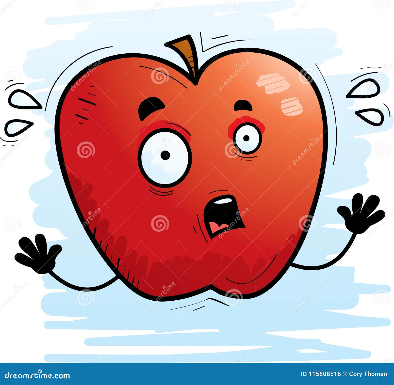 Scared Cartoon Apple stock vector. Illustration of upset - 115808516