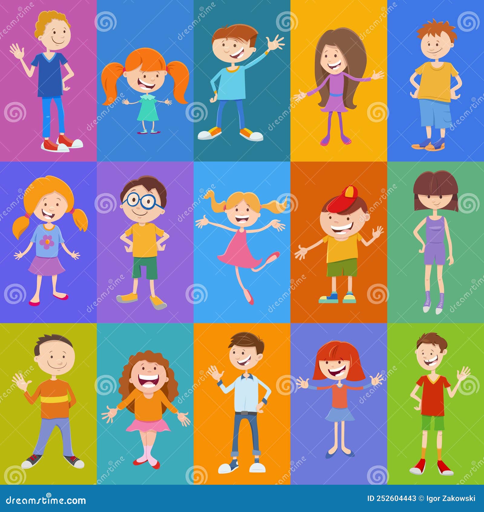 Pattern or Background Design with Cartoon Children Stock Vector ...