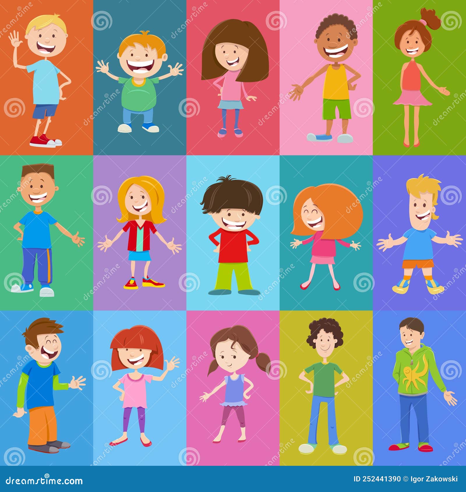 Pattern or Background Design with Cartoon Children Stock Vector ...