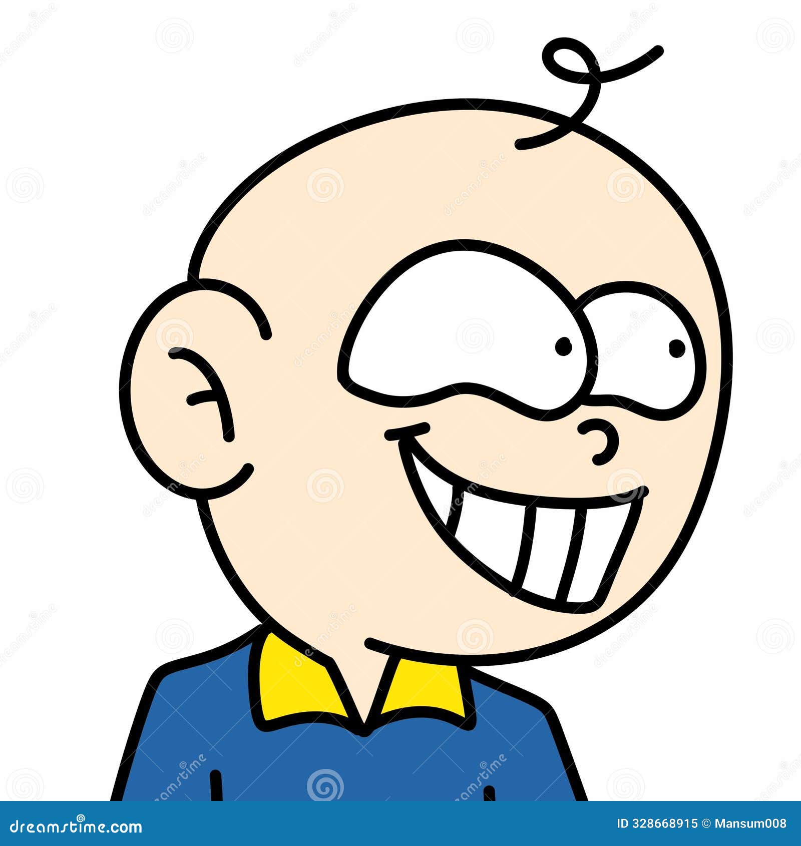 A Cartoon Illustration of a Bald Boy Smiling Stock Illustration ...