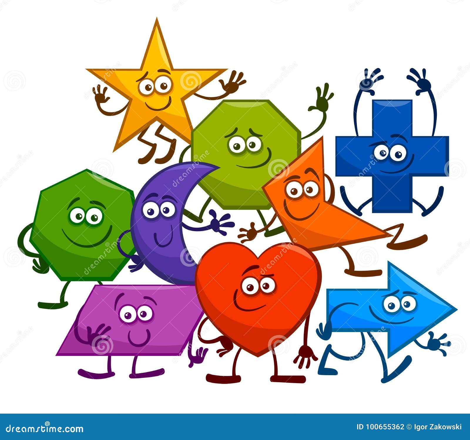 Cartoon Geometric Shapes Characters Stock Vector - Illustration of ...