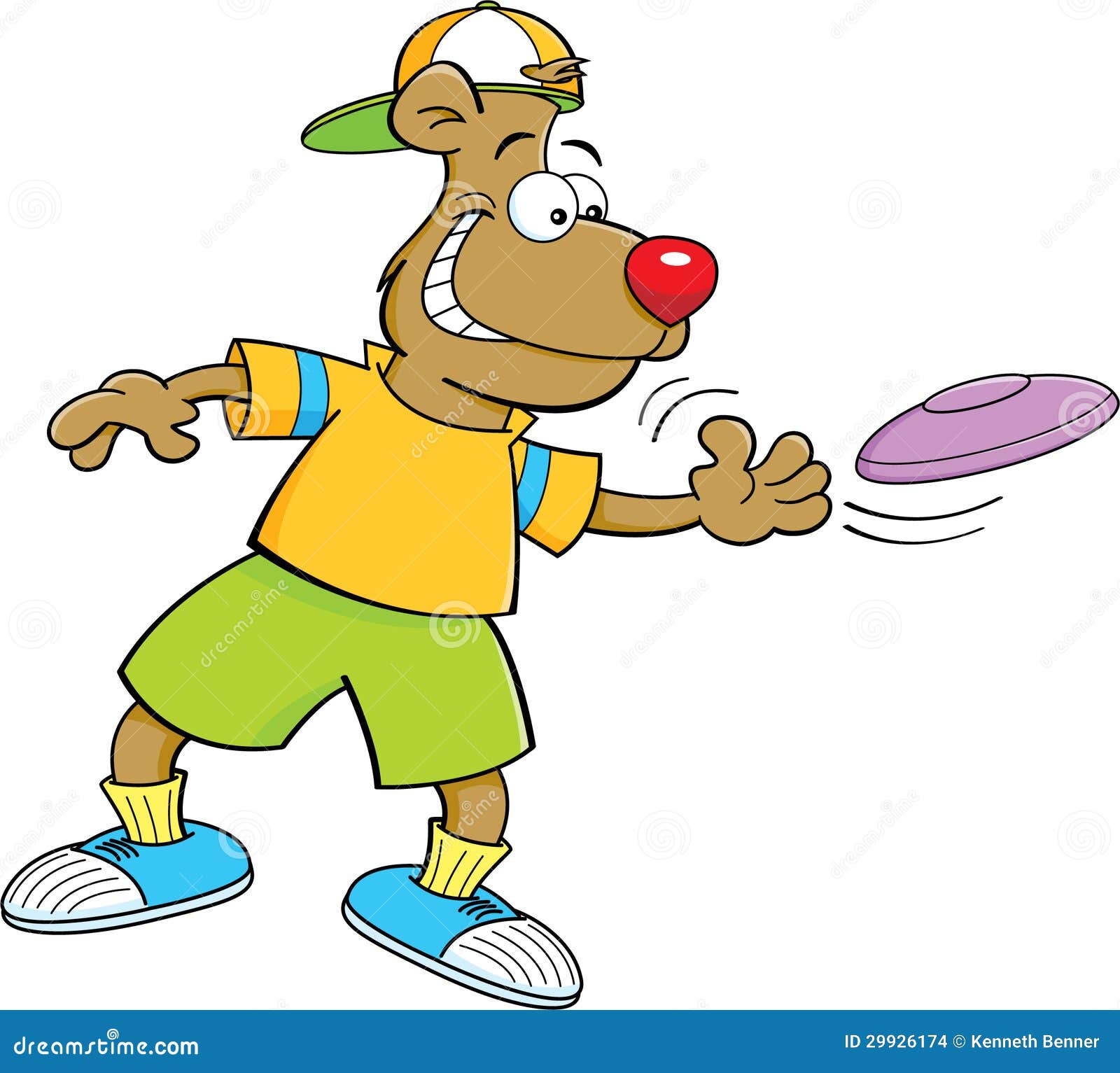 Cartoon Bear Throwing a Flying Disc Stock Vector - Illustration of ...
