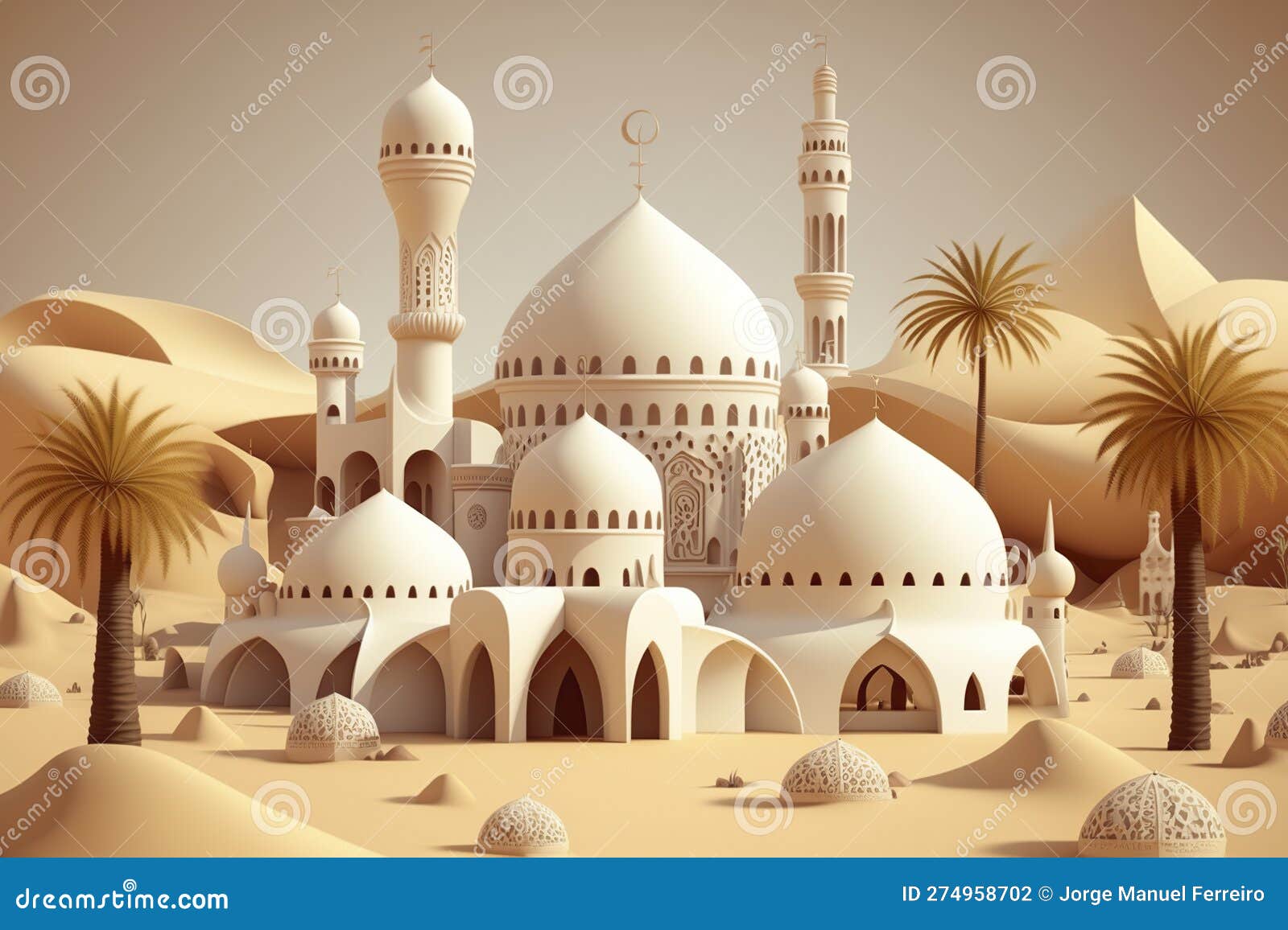 Cartoon Illustration, Beautiful Mosque, Ai Generative Stock ...
