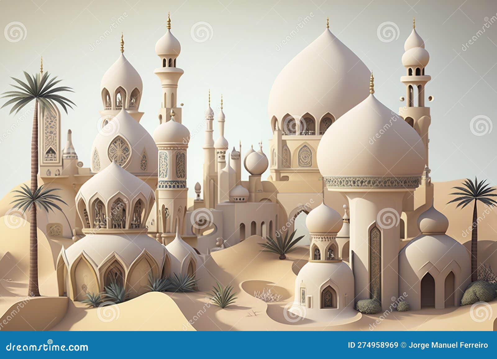 Cartoon Illustration, Beautiful Mosque, Ai Generative Stock ...