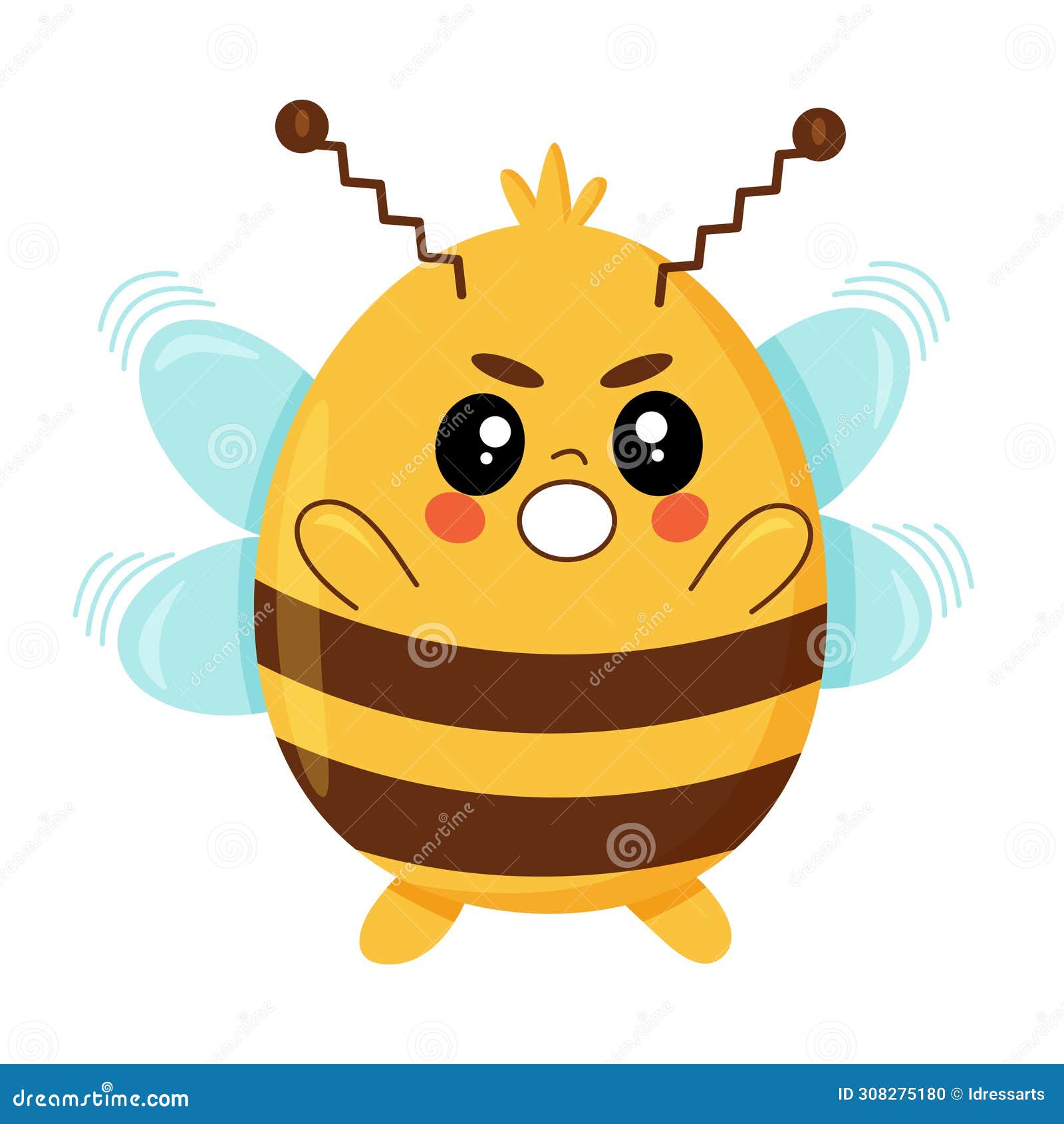 A Cartoon Illustration of a Bee Looking Scared. Stock Vector ...