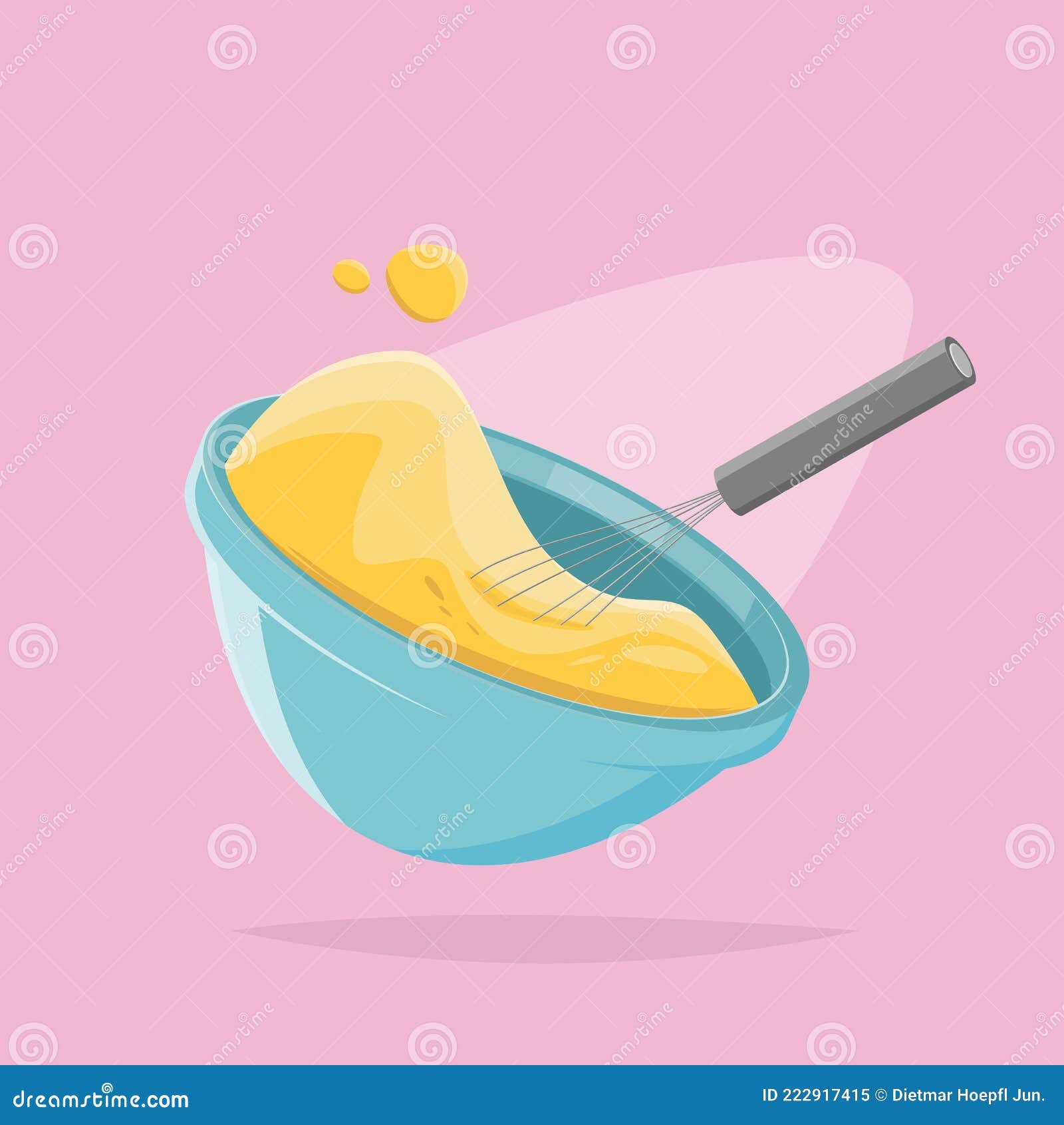 Cartoon Illustration of a Bowl with Dough and Whisk Stock Vector ...