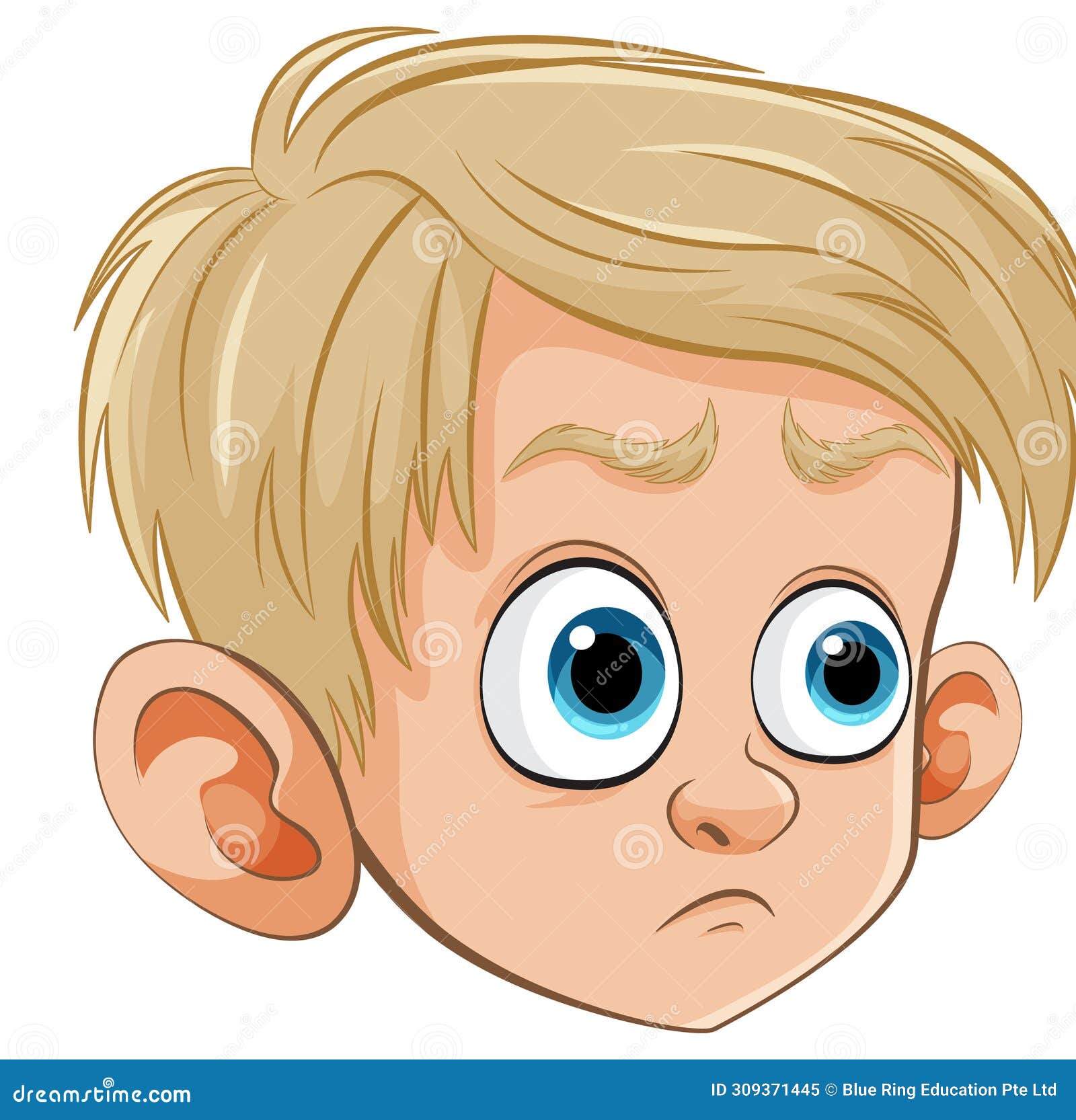 A Boy with a Concerned Look Stock Vector - Illustration of large, child ...