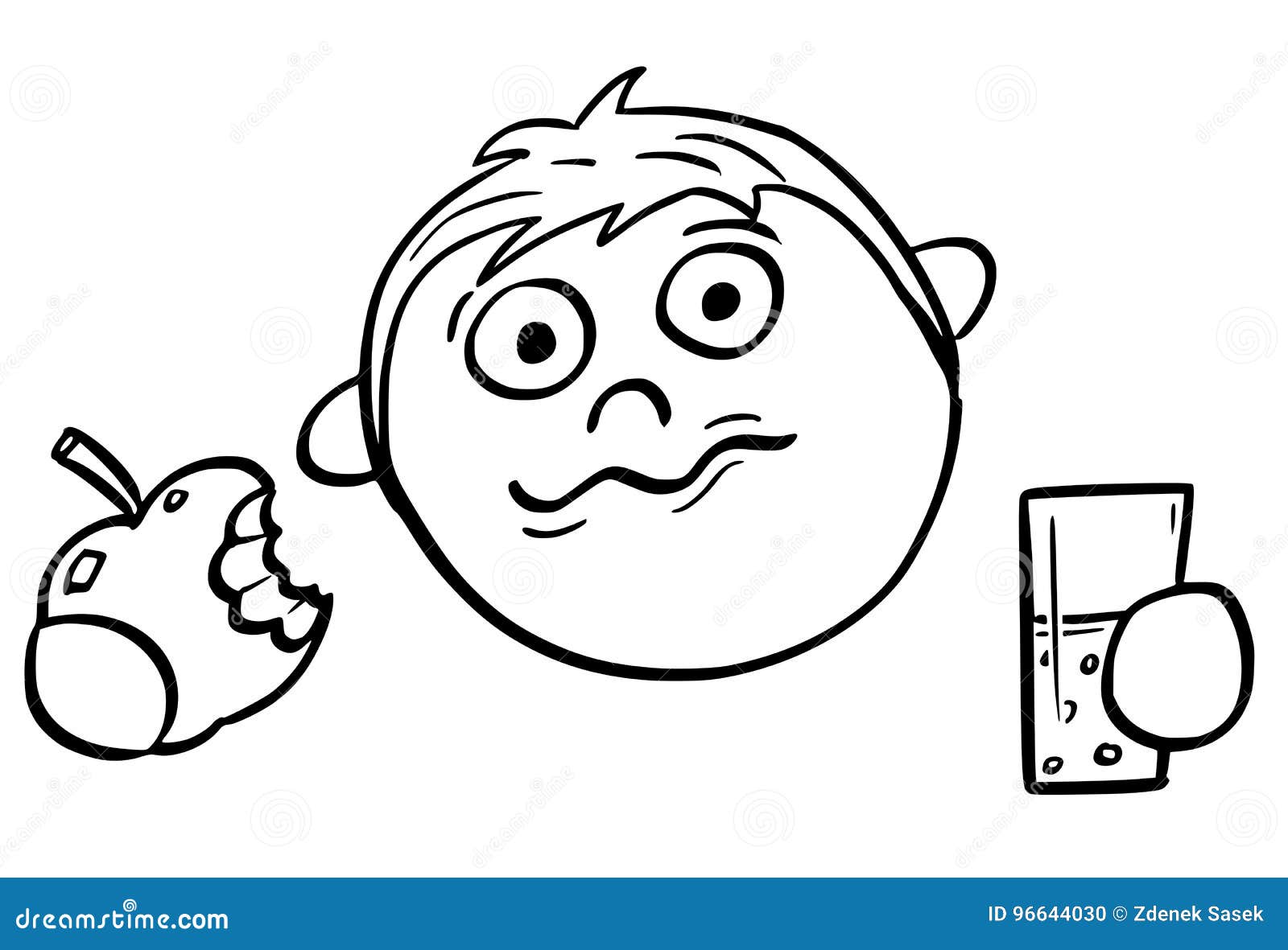 Cartoon Illustration of Boy Eating an Apple Stock Vector - Illustration ...