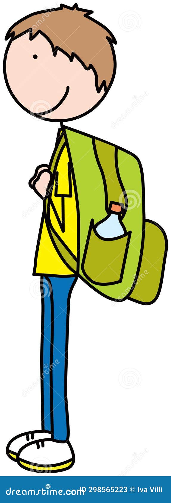 Happy Kid stock vector. Illustration of weighted, backpack - 298565223