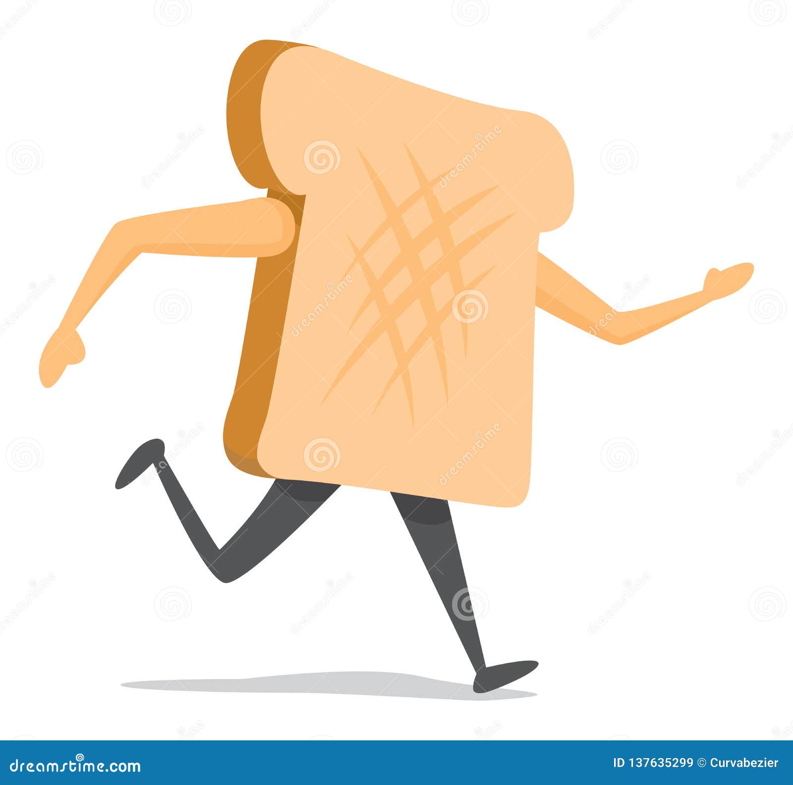 Slice of Bread Running Fast Stock Vector - Illustration of food, speed ...