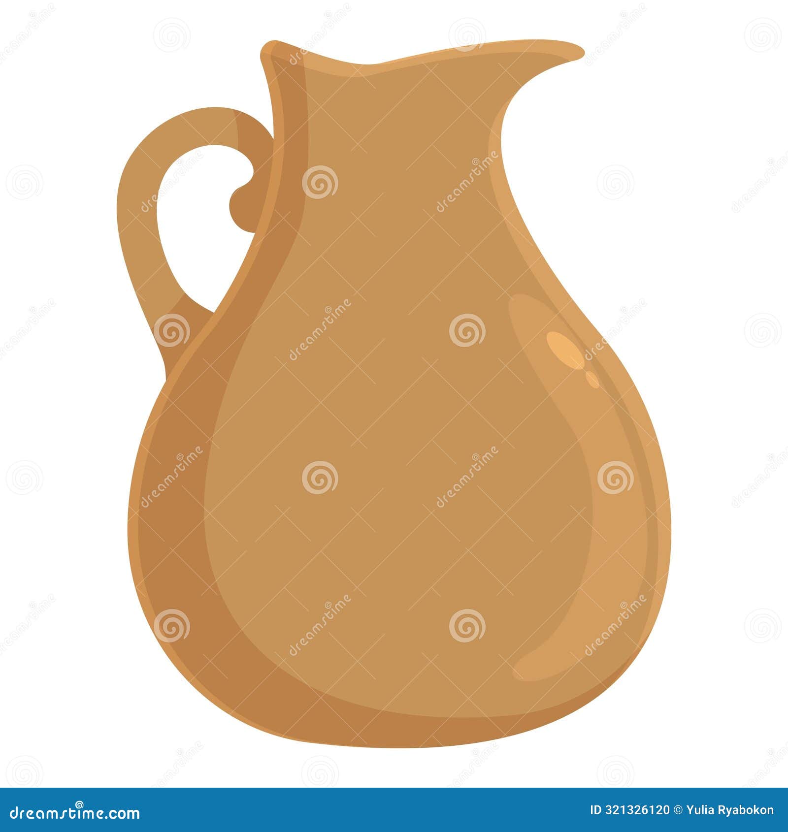 Brown Empty Ceramic Pitcher with Handle for Serving Water or Wine Stock ...
