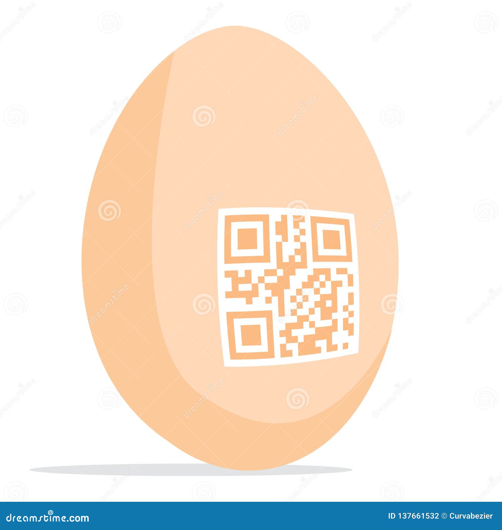 Brown Egg Stamped with Qr Code Stock Illustration - Illustration of ...