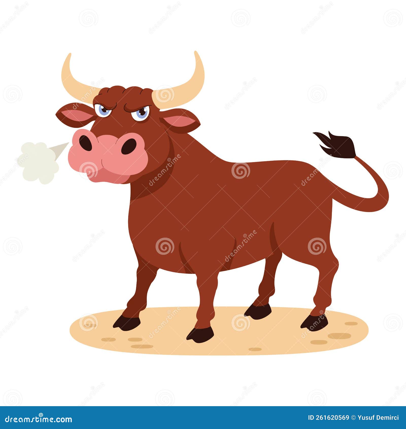 Cartoon Illustration of a Bull Stock Illustration - Illustration of ...