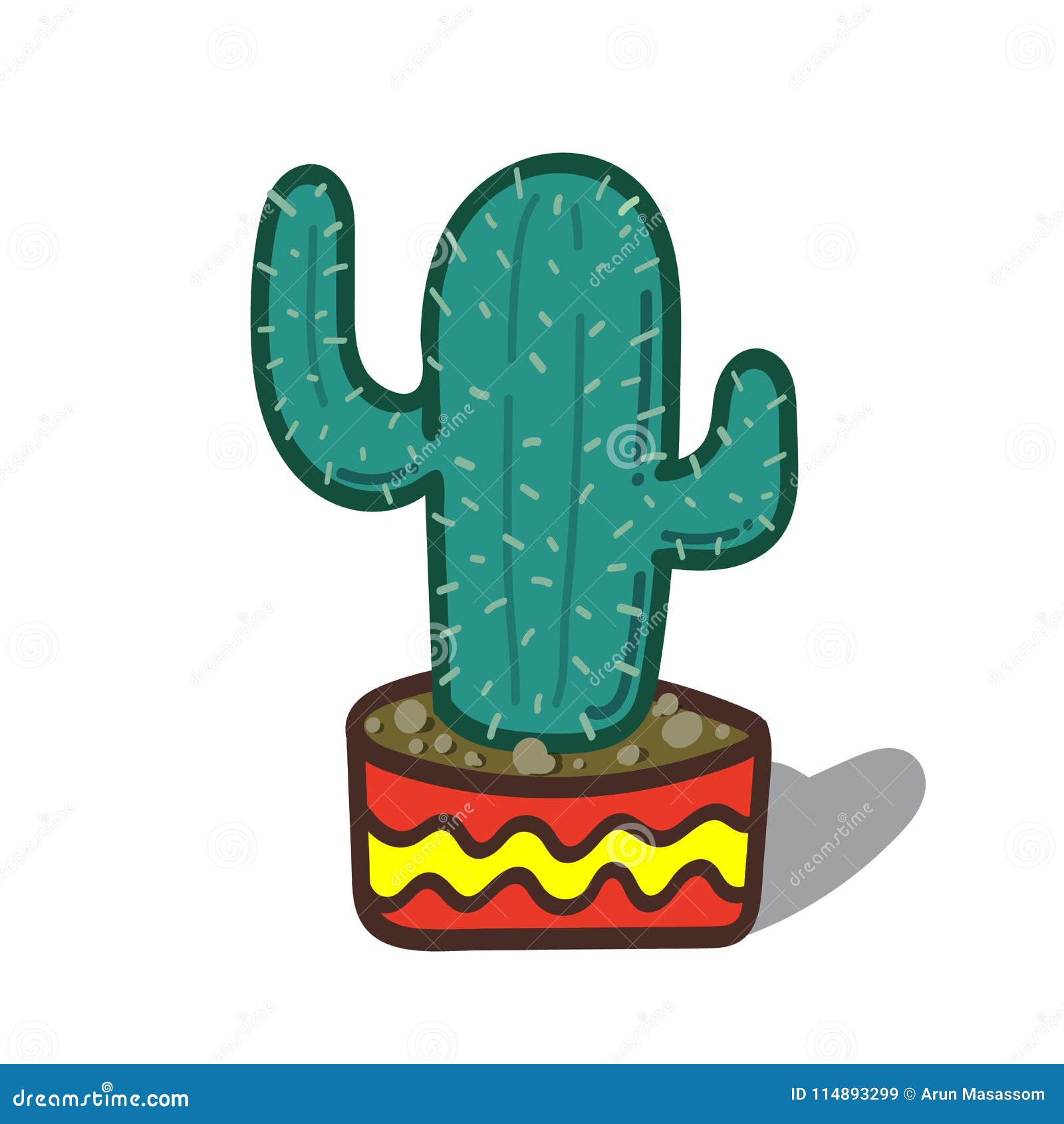 Cartoon Illustration of a Cactus Tree Stock Illustration - Illustration ...