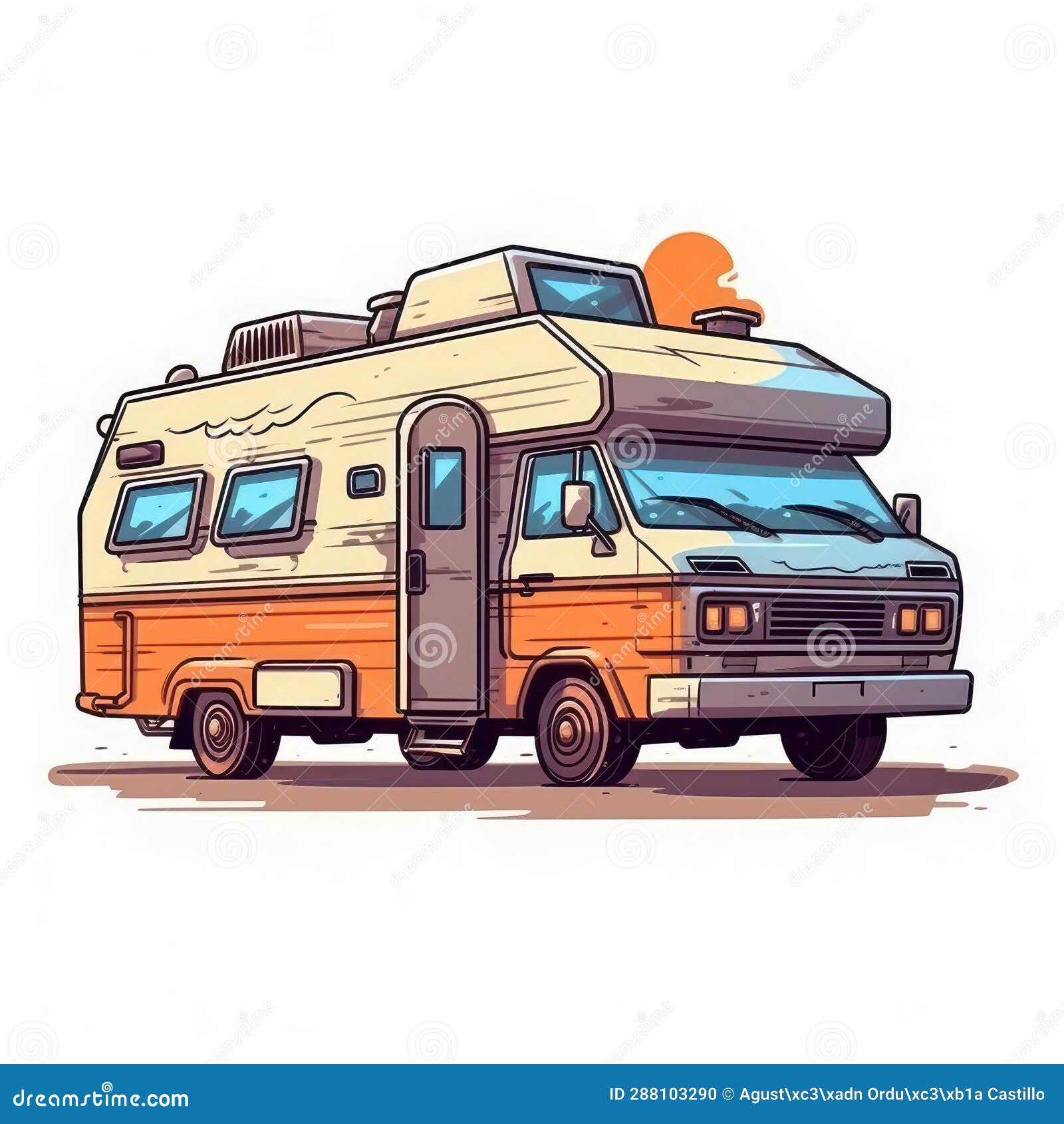 A Cartoon Illustration of a Camper Van. Generative AI. Stock ...