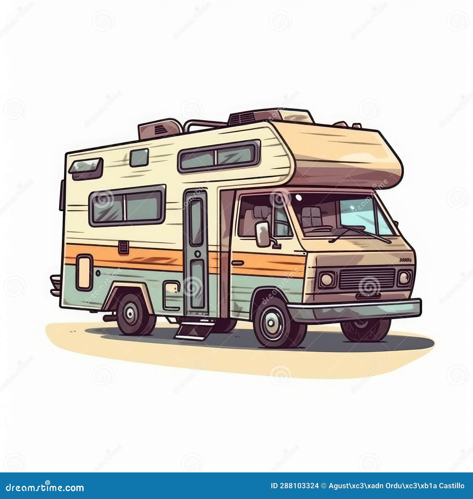 A Cartoon Illustration of a Camper Van. Generative AI. Stock ...