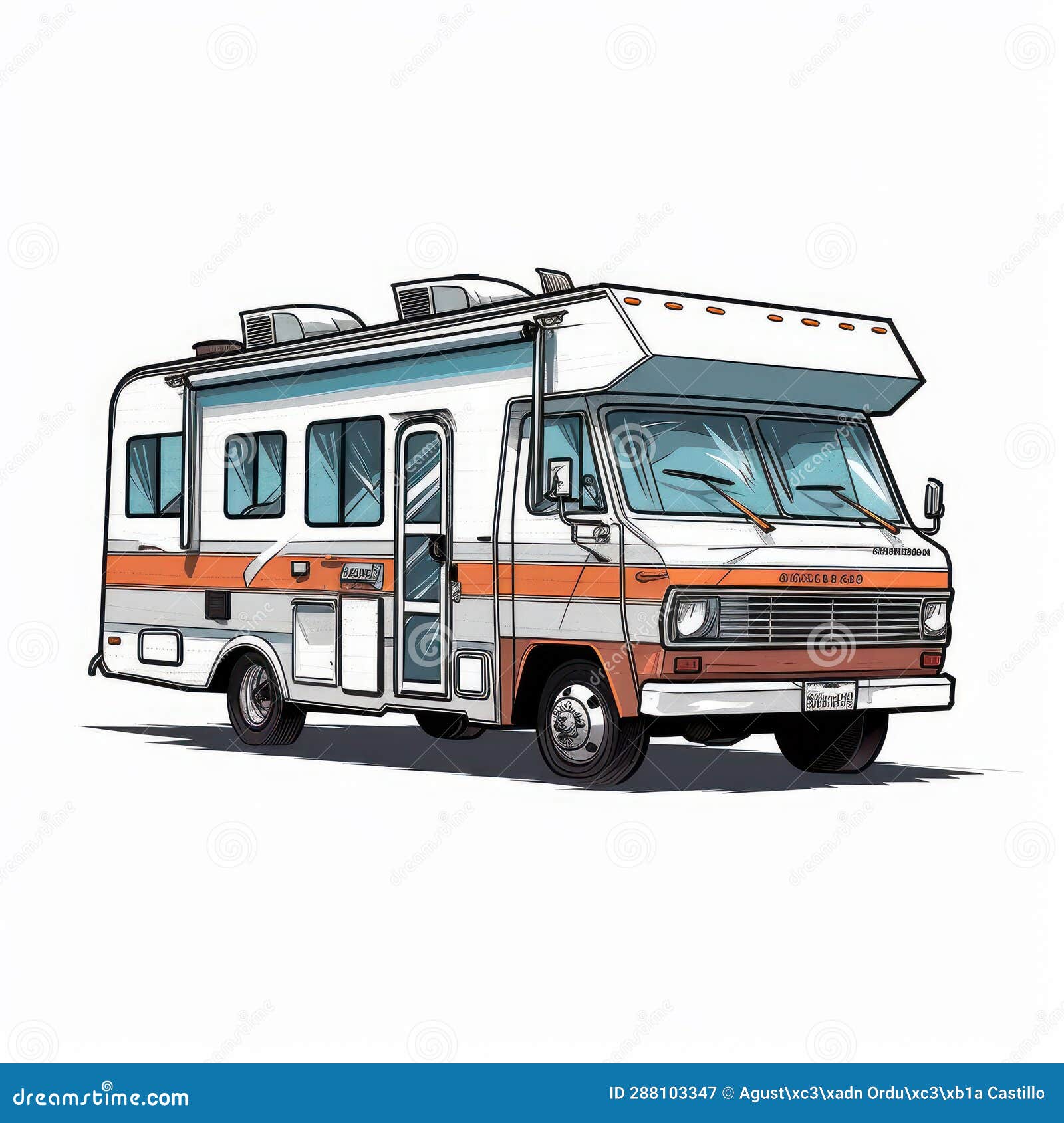 A Cartoon Illustration of a Camper Van. Generative AI. Stock ...