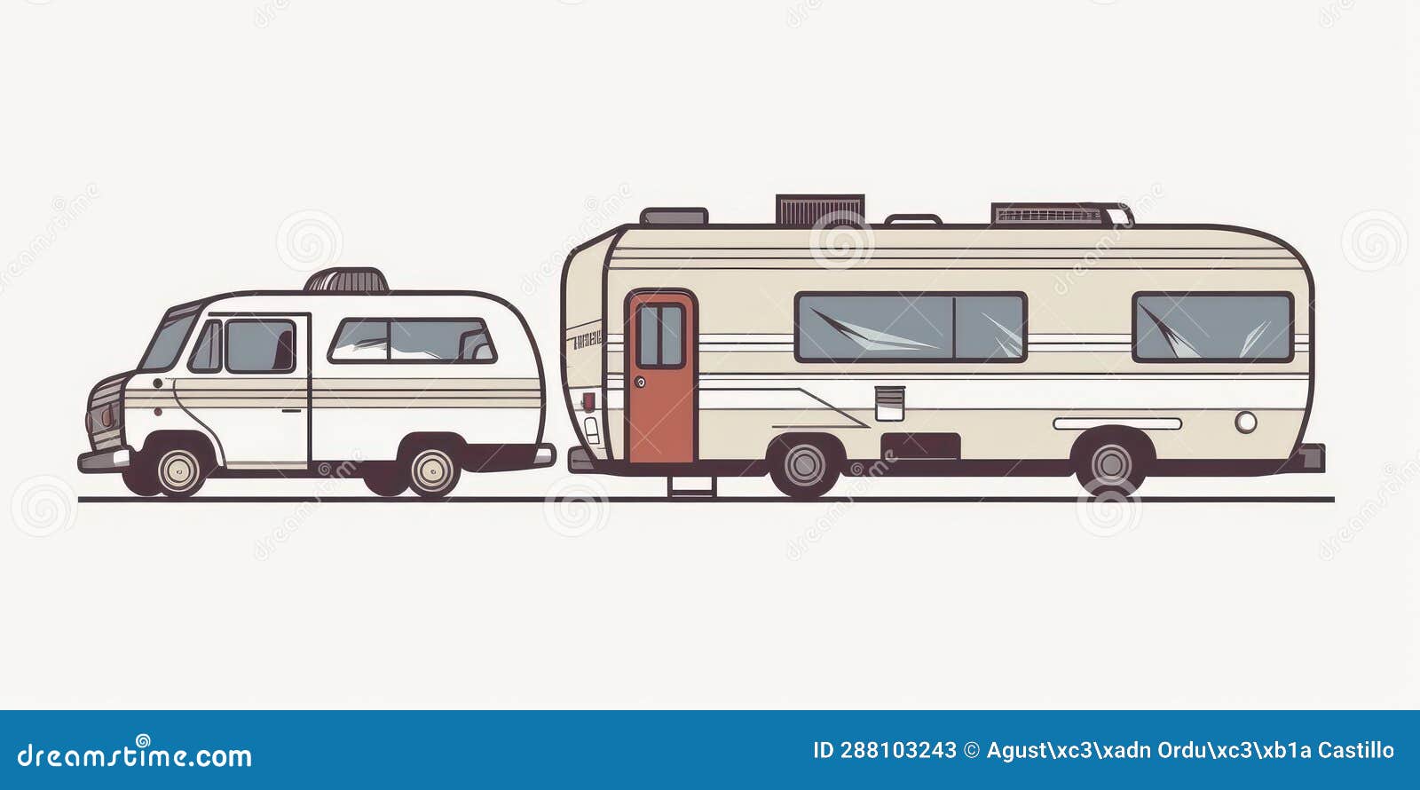 A Cartoon Illustration of a Car Pulling a Caravan. Generative AI. Stock ...