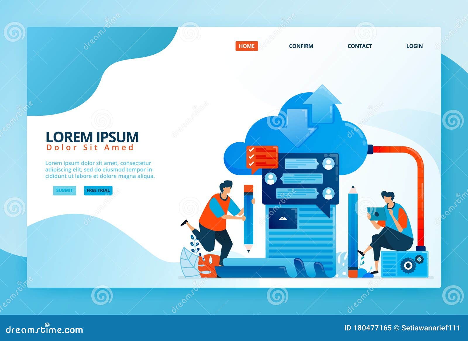 Cartoon Illustration for Cloud Computing-based Online Learning. Modern ...