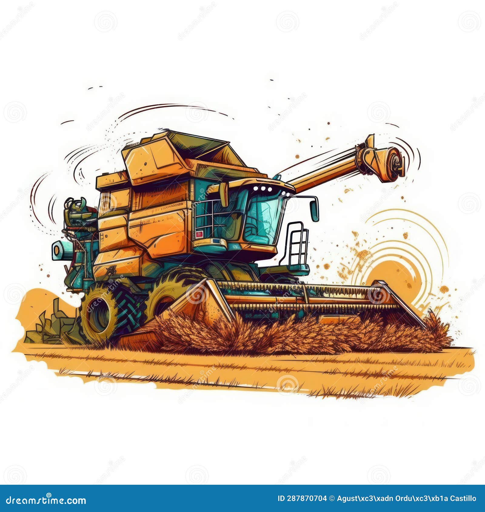 A Cartoon Illustration of a Combine Harvester. Stock Illustration ...