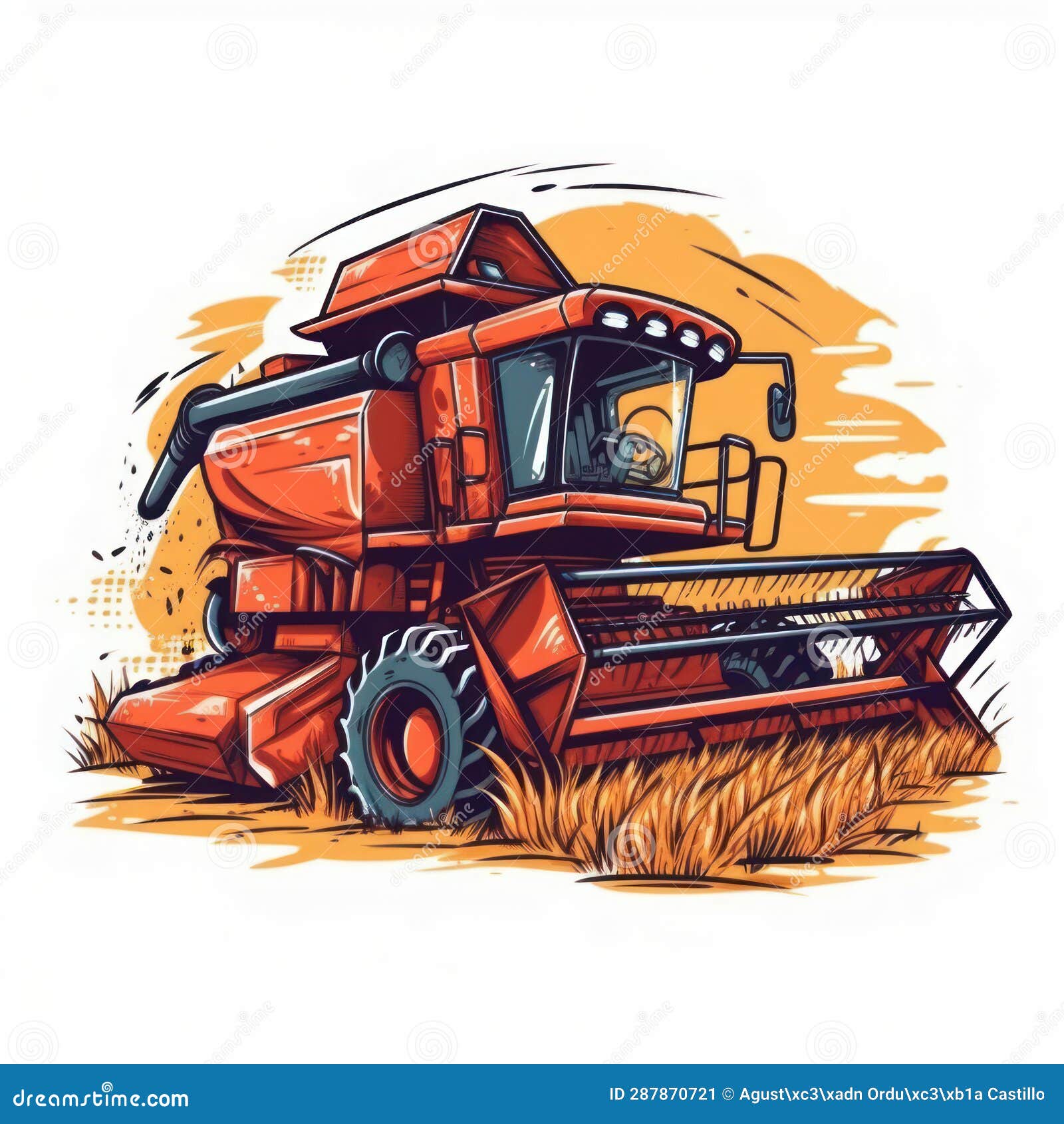 A Cartoon Illustration of a Combine Harvester. Stock Illustration ...