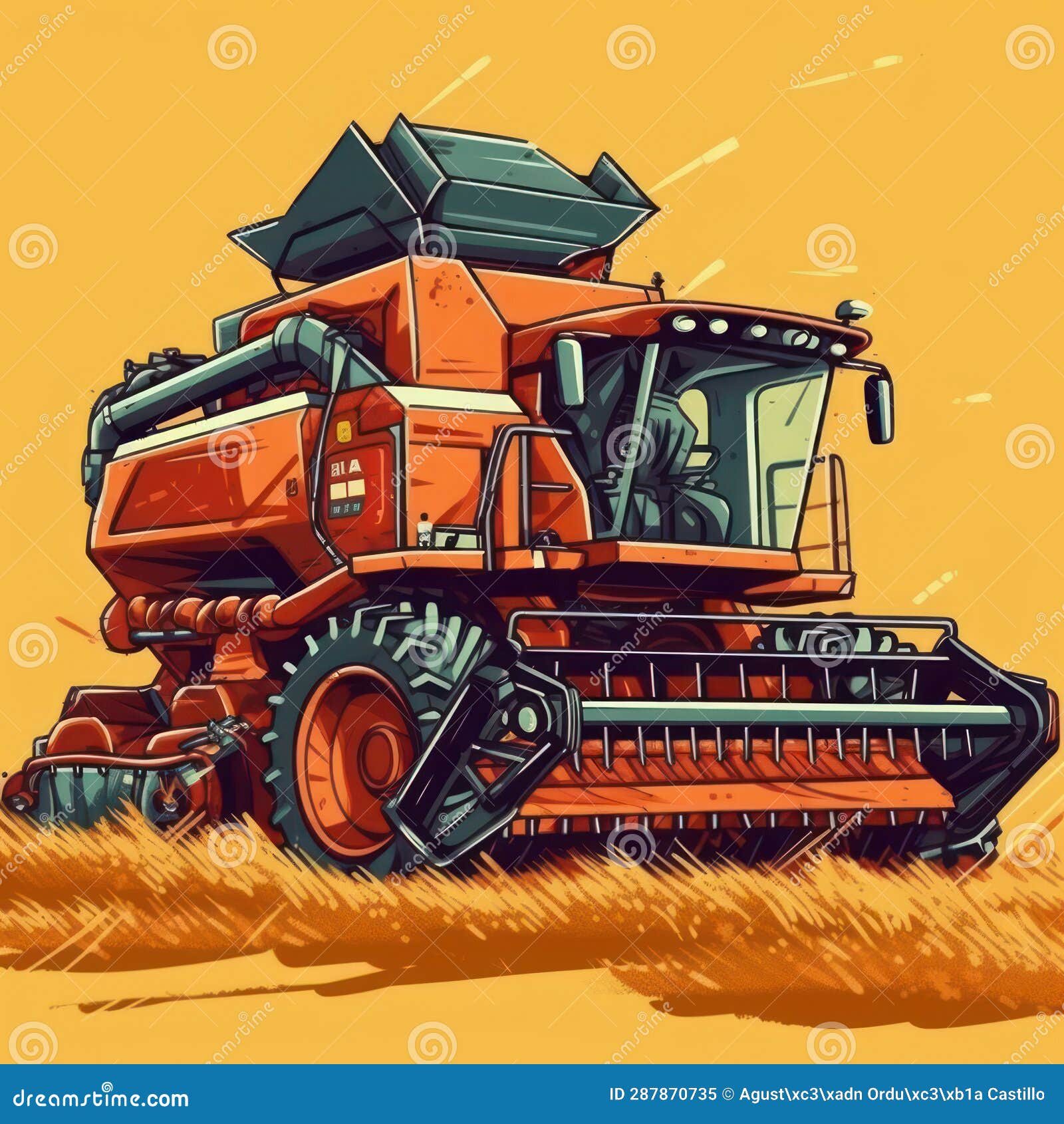 A Cartoon Illustration of a Combine Harvester. Stock Illustration ...