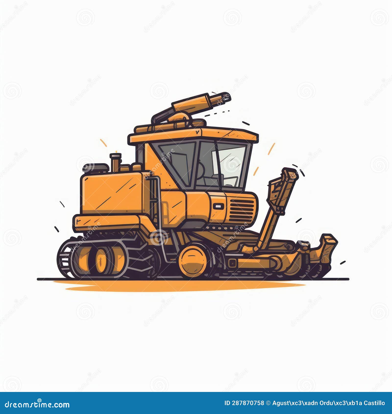 A Cartoon Illustration of a Combine Harvester. Stock Illustration ...