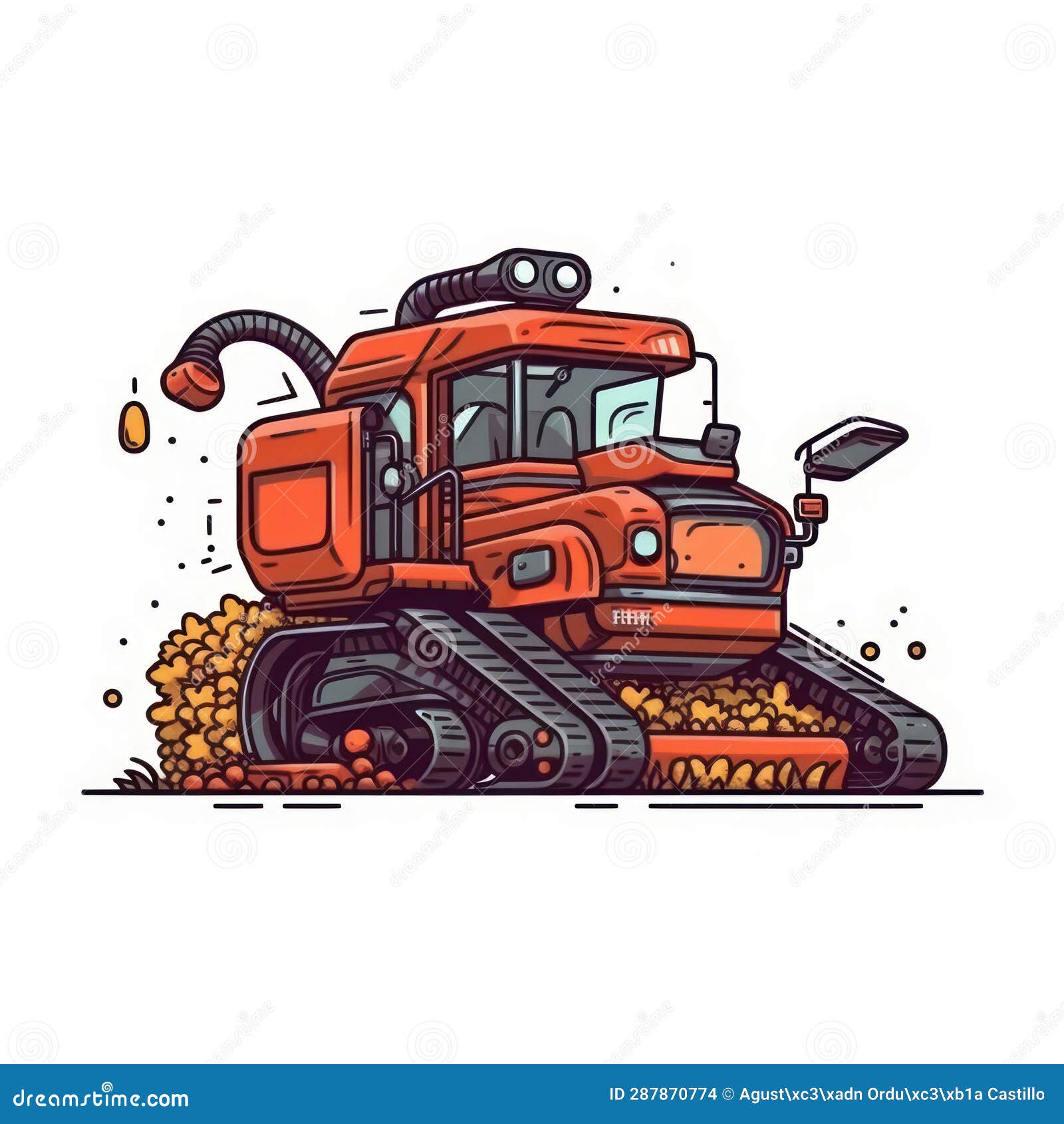 A Cartoon Illustration of a Combine Harvester. Stock Photo - Image of ...