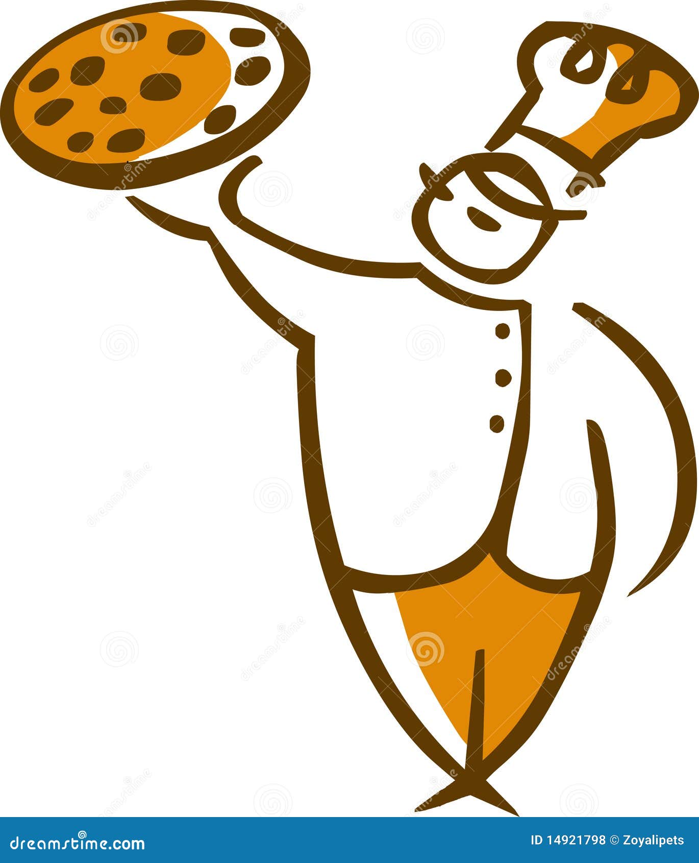 Cartoon Illustration of a Cook with a Pizza Stock Vector - Illustration ...