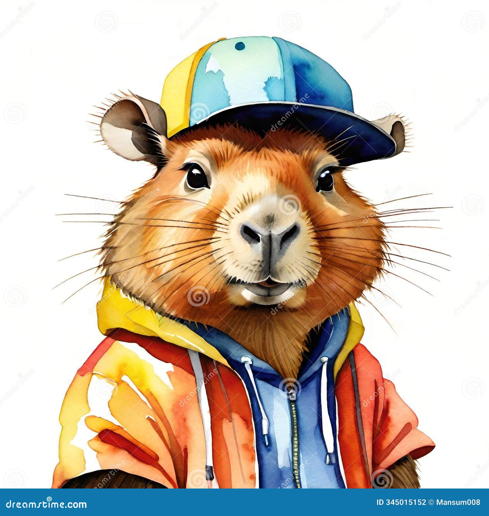 Cartoon Illustration of Cute Capybara in the Hat Stock Illustration ...