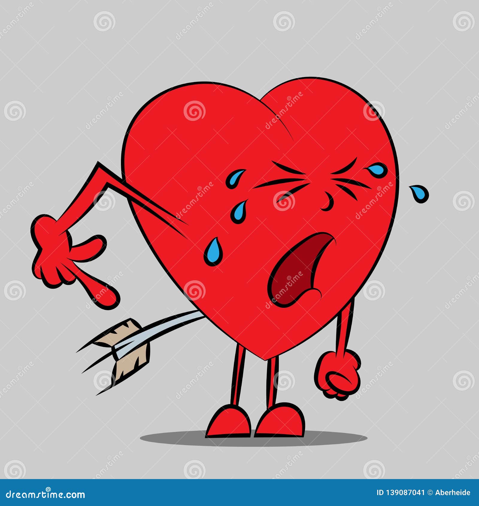 Crying Heart Comic Illustration Stock Vector - Illustration of ...