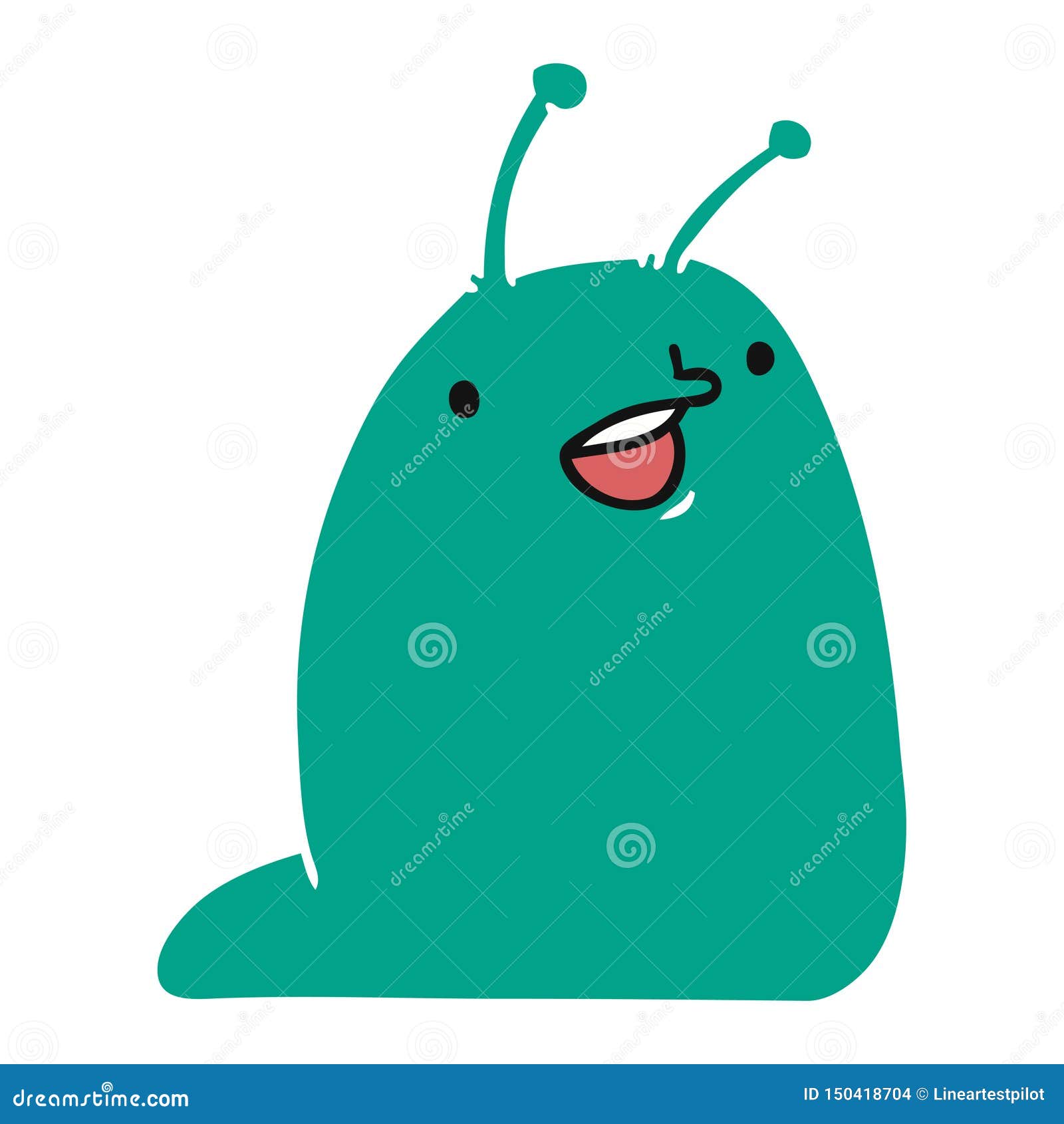Cartoon Illustration of a Cute Kawaii Slug Stock Vector - Illustration ...