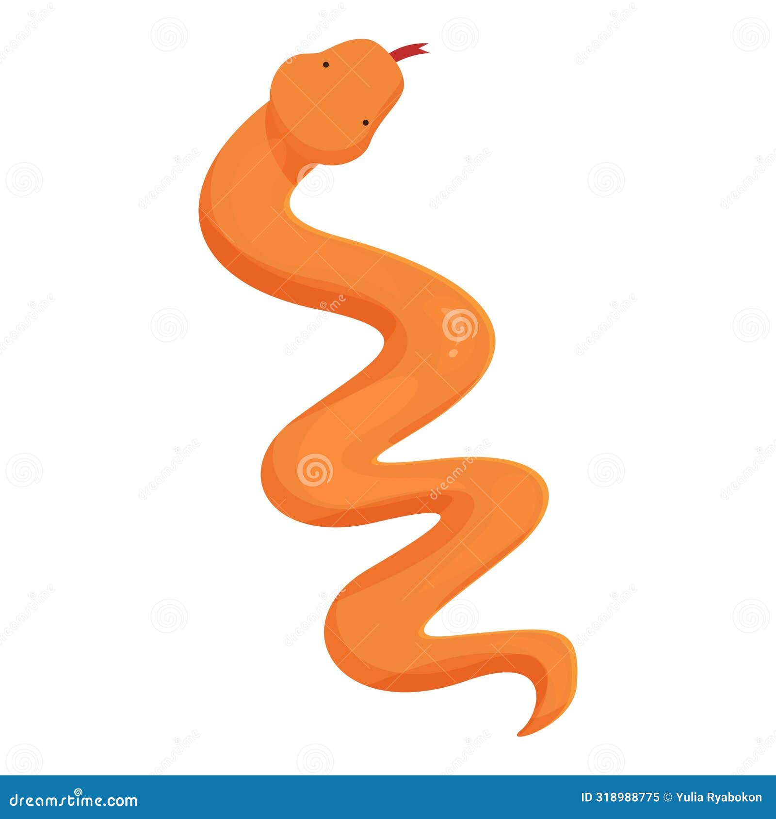 Cartoon Illustration of a Cute Orange Snake Stock Vector - Illustration ...