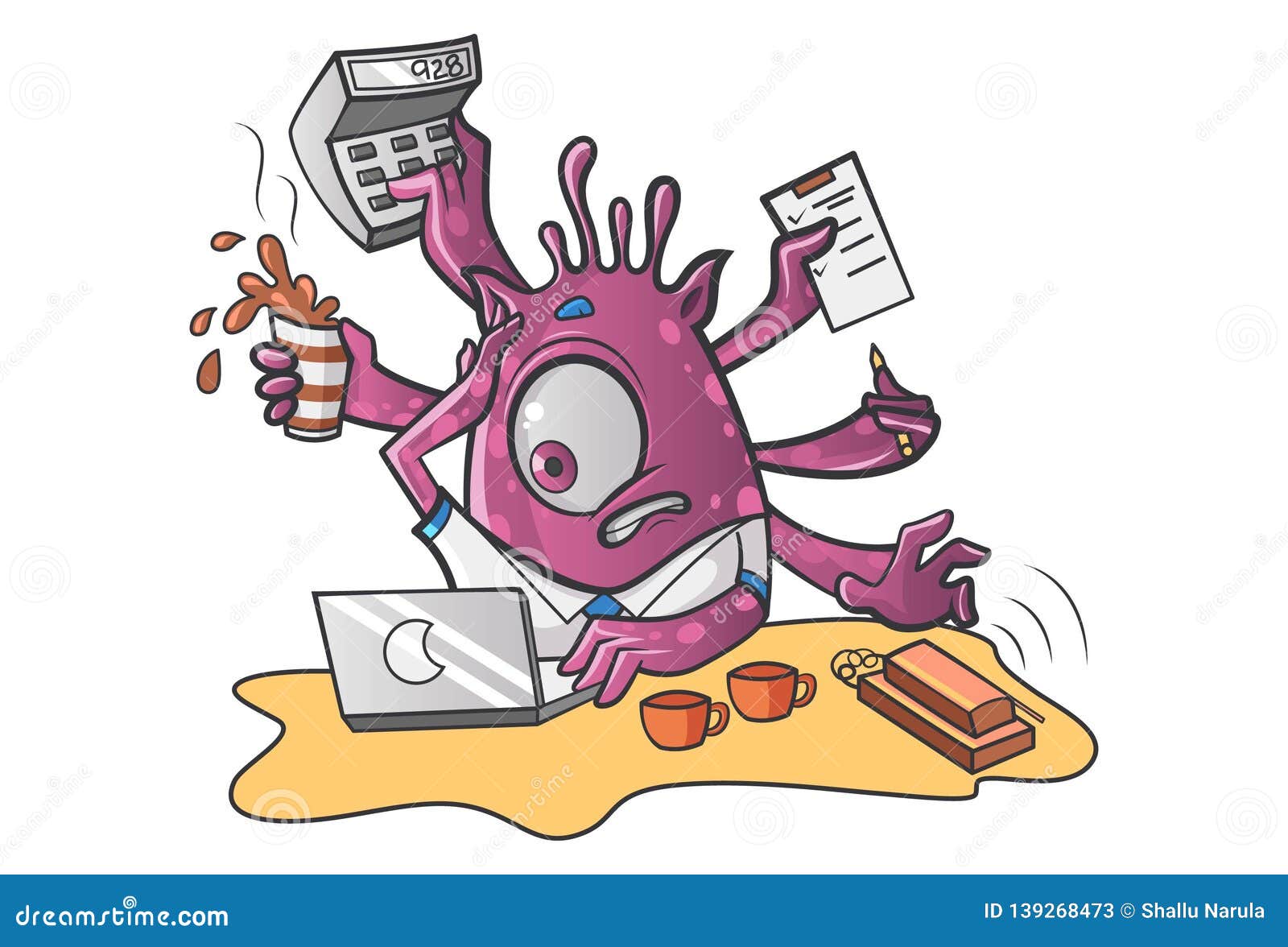 Cartoon Illustration of Cute Professional Monster. Stock Vector ...