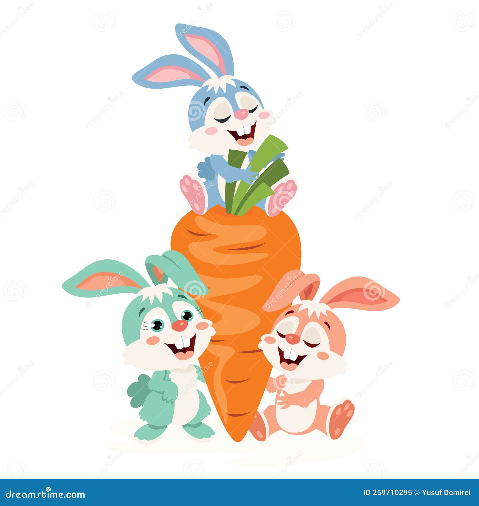 Cartoon Illustration of Cute Rabbits Stock Illustration - Illustration ...