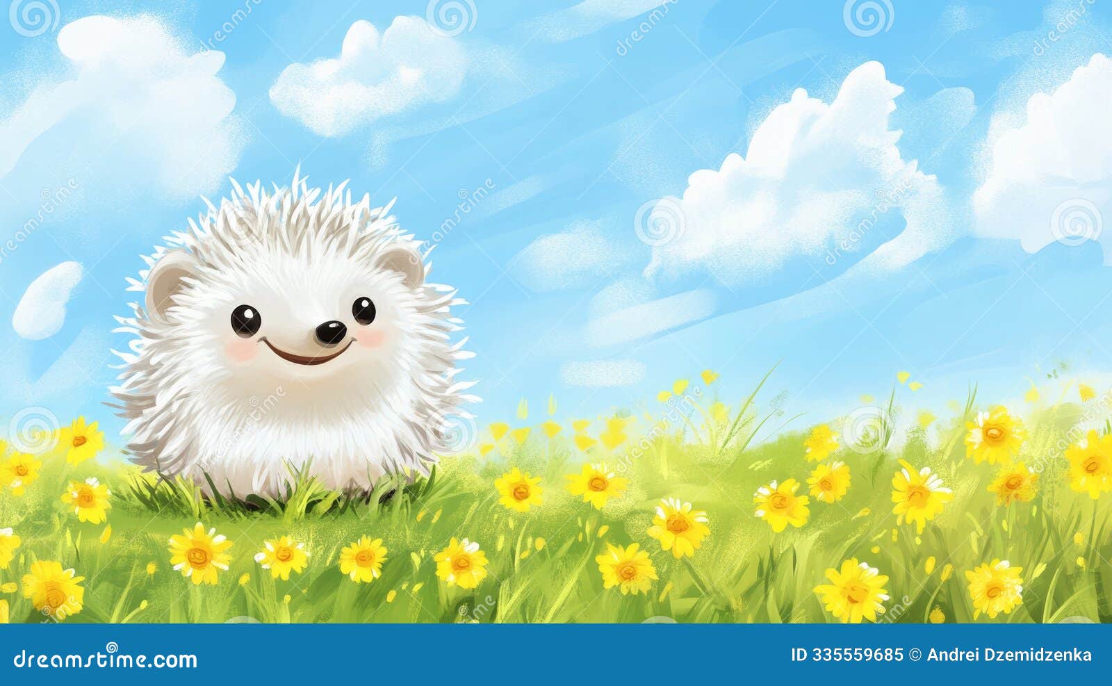 Cartoon Illustration of a Cute Spring Hedgehog in a Realistic Style ...