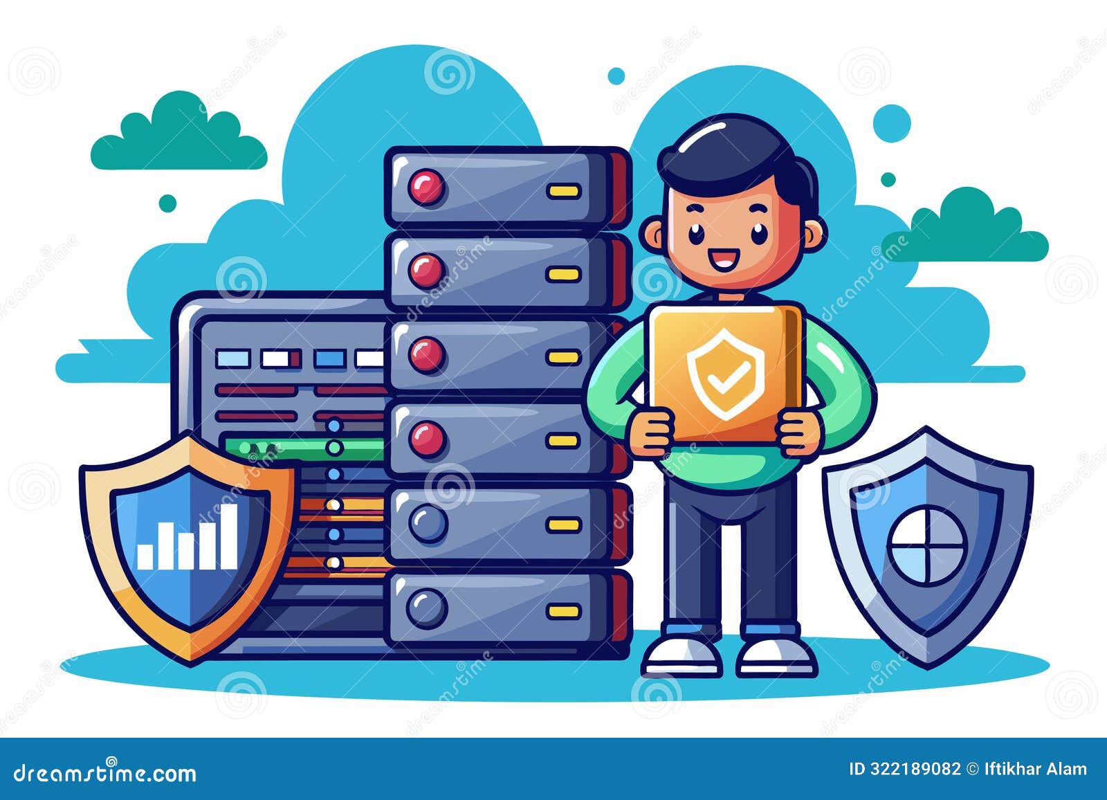 A Cartoon Illustration Depicting a Happy Person Holding a Secure ...