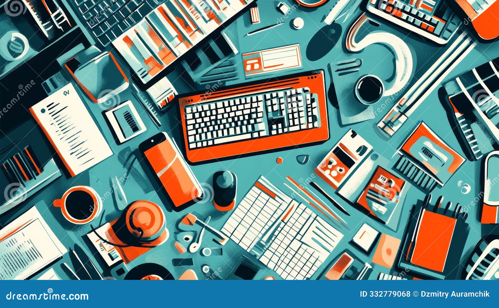 A Cartoon Illustration of a Dirty and Clean Office Worker S Desk. Work ...