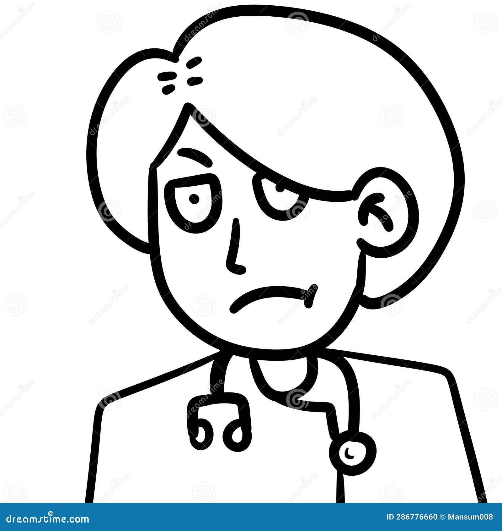 A Cartoon Illustration of a Doctor Looking Unhappy Stock Illustration ...