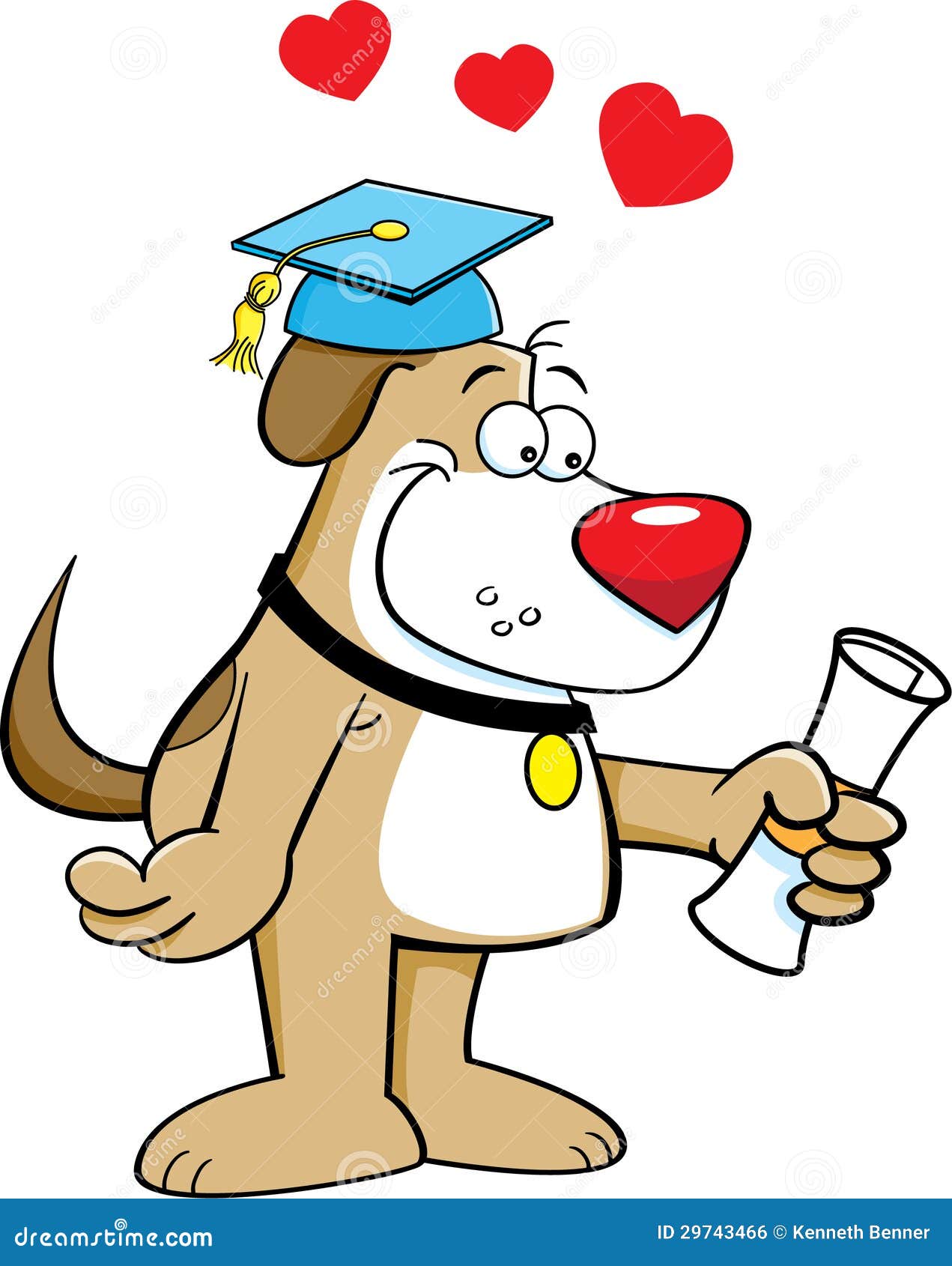 Cartoon Illustration of a Dog with a Diploma Stock Vector ...