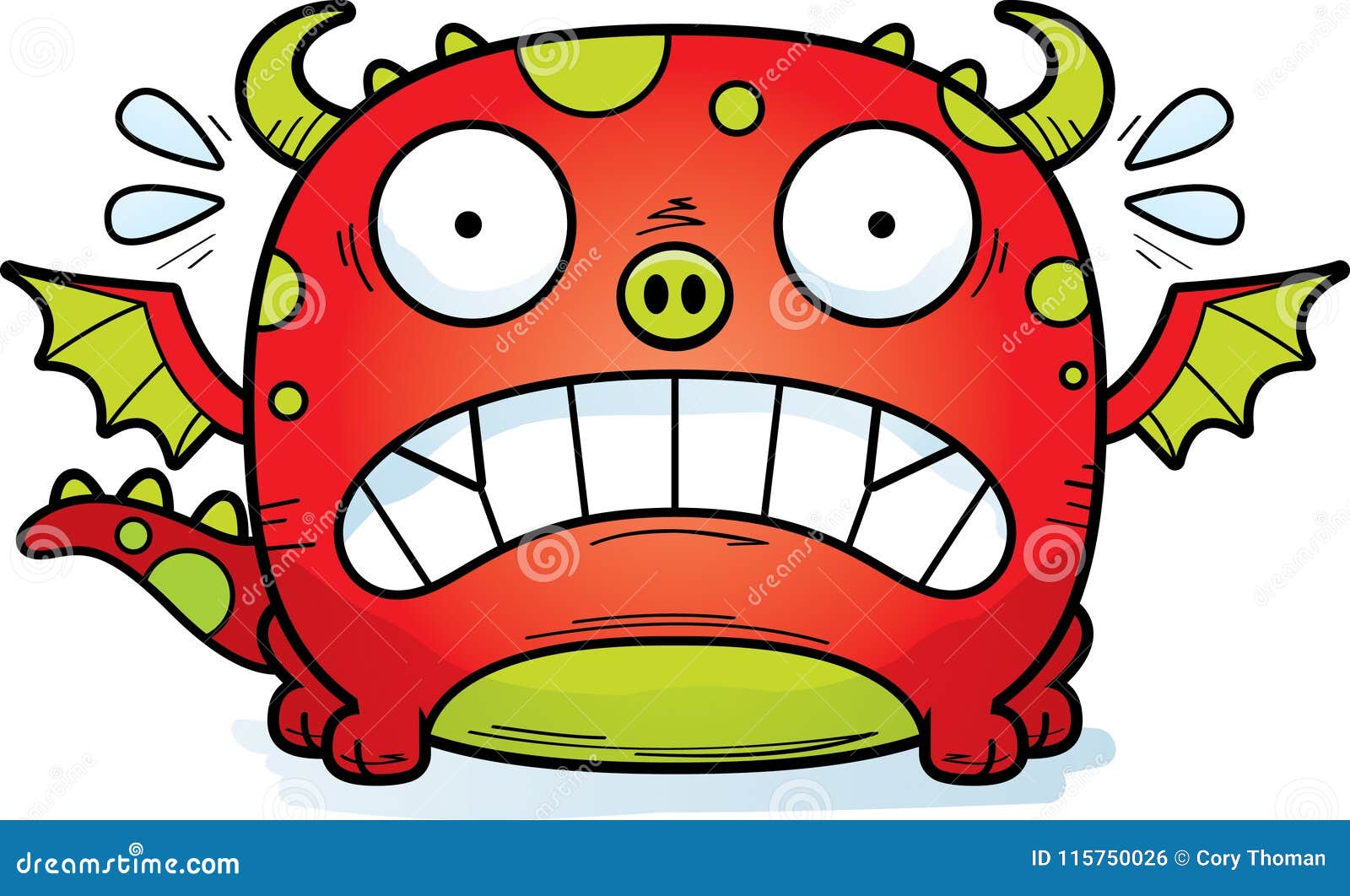 Scared Cartoon Dragon stock vector. Illustration of fear - 115750026