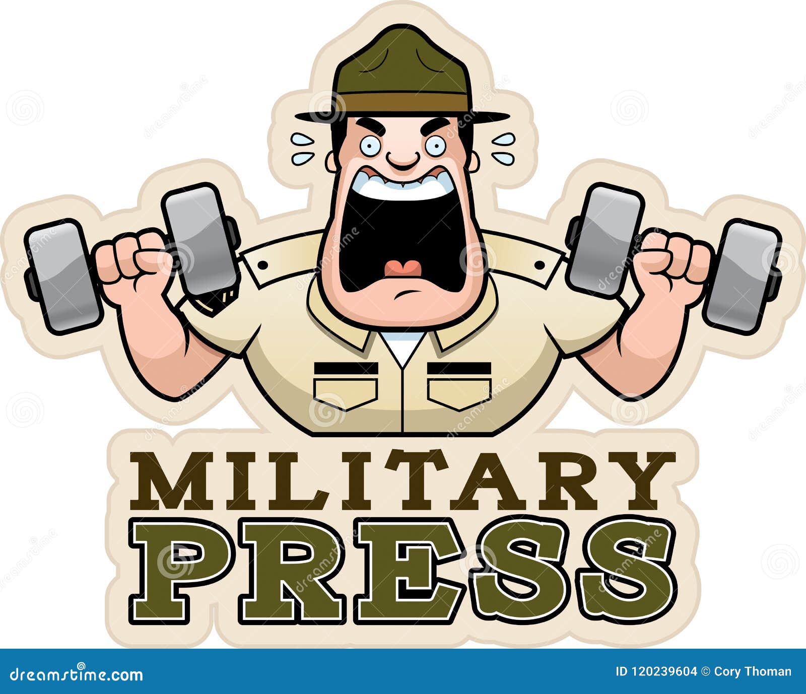 Cartoon Drill Sergeant Military Press Stock Vector - Illustration of ...