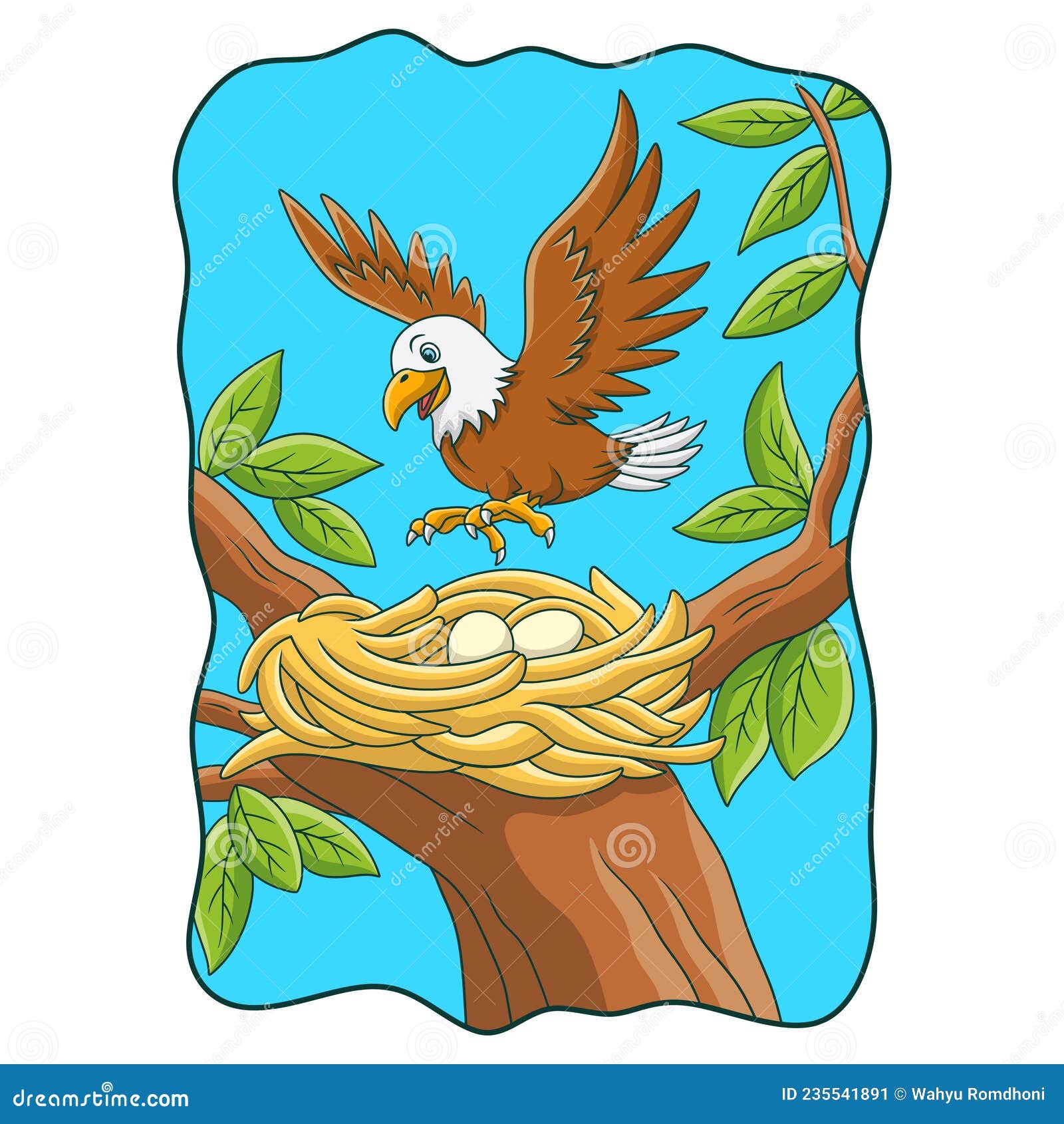 Cartoon Illustration the Eagle Perched Stock Illustration ...