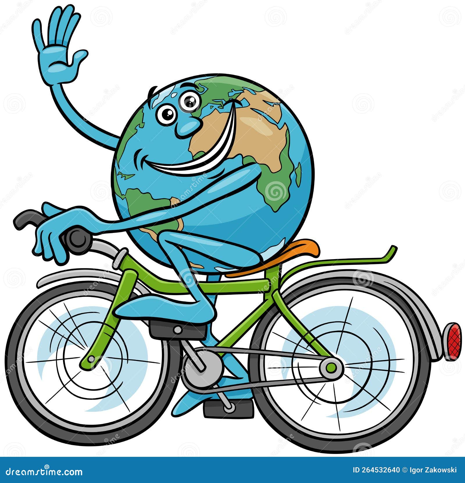 Cartoon Illustration of Earth Riding a Bicycle Stock Vector ...
